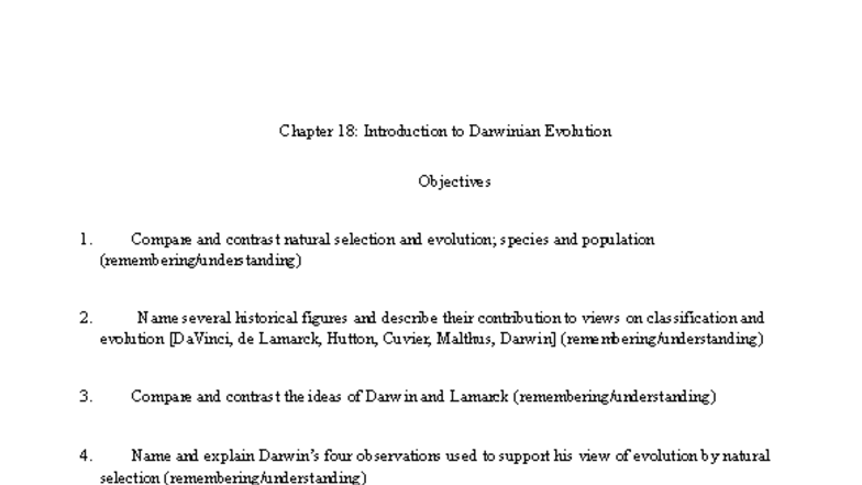 Chapter 18: Darwinian Evolution Overview & Key Concepts (SP23) - Studocu