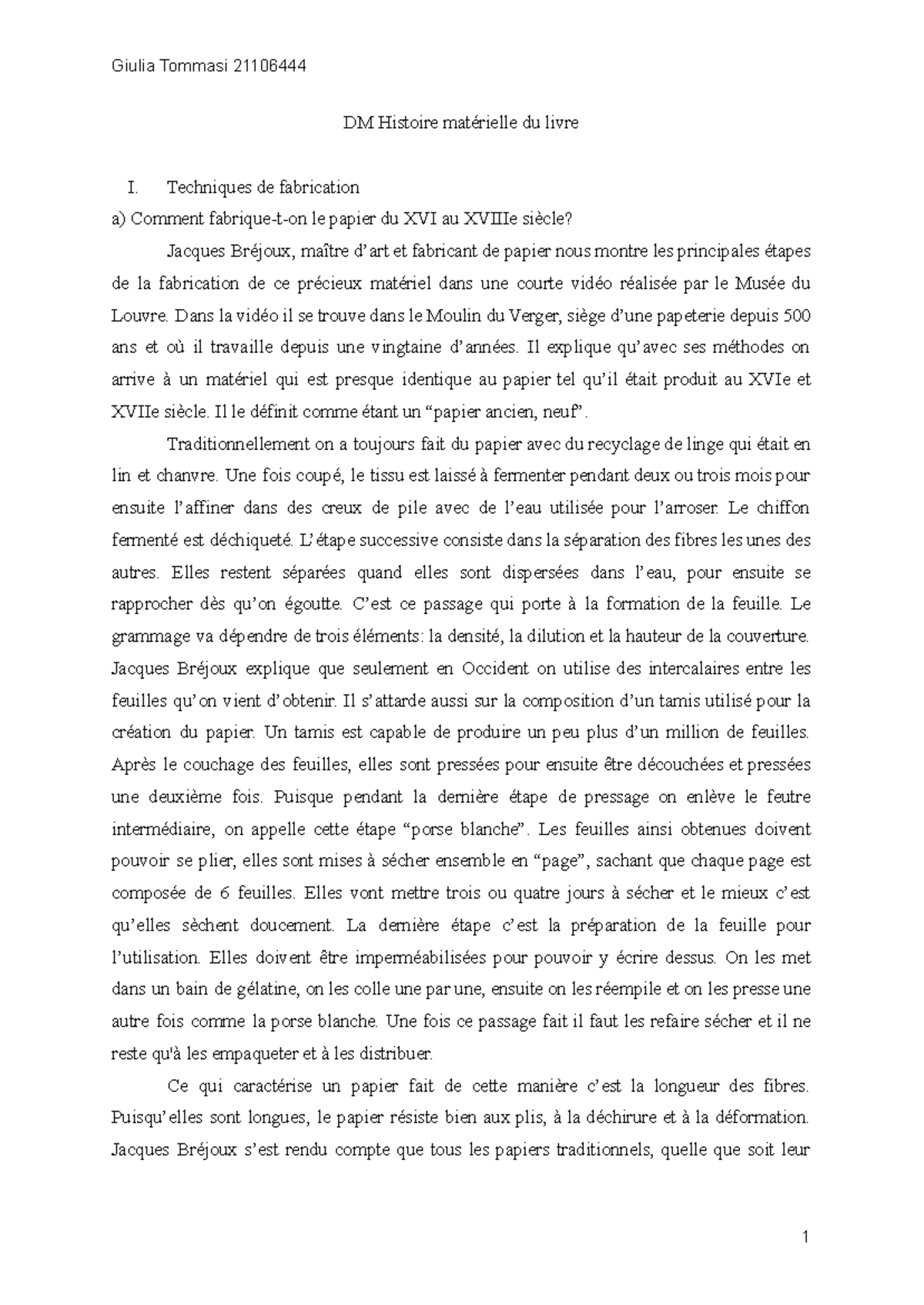 DM Histoire matérielle du livre : Techniques de fabrication du papier ...