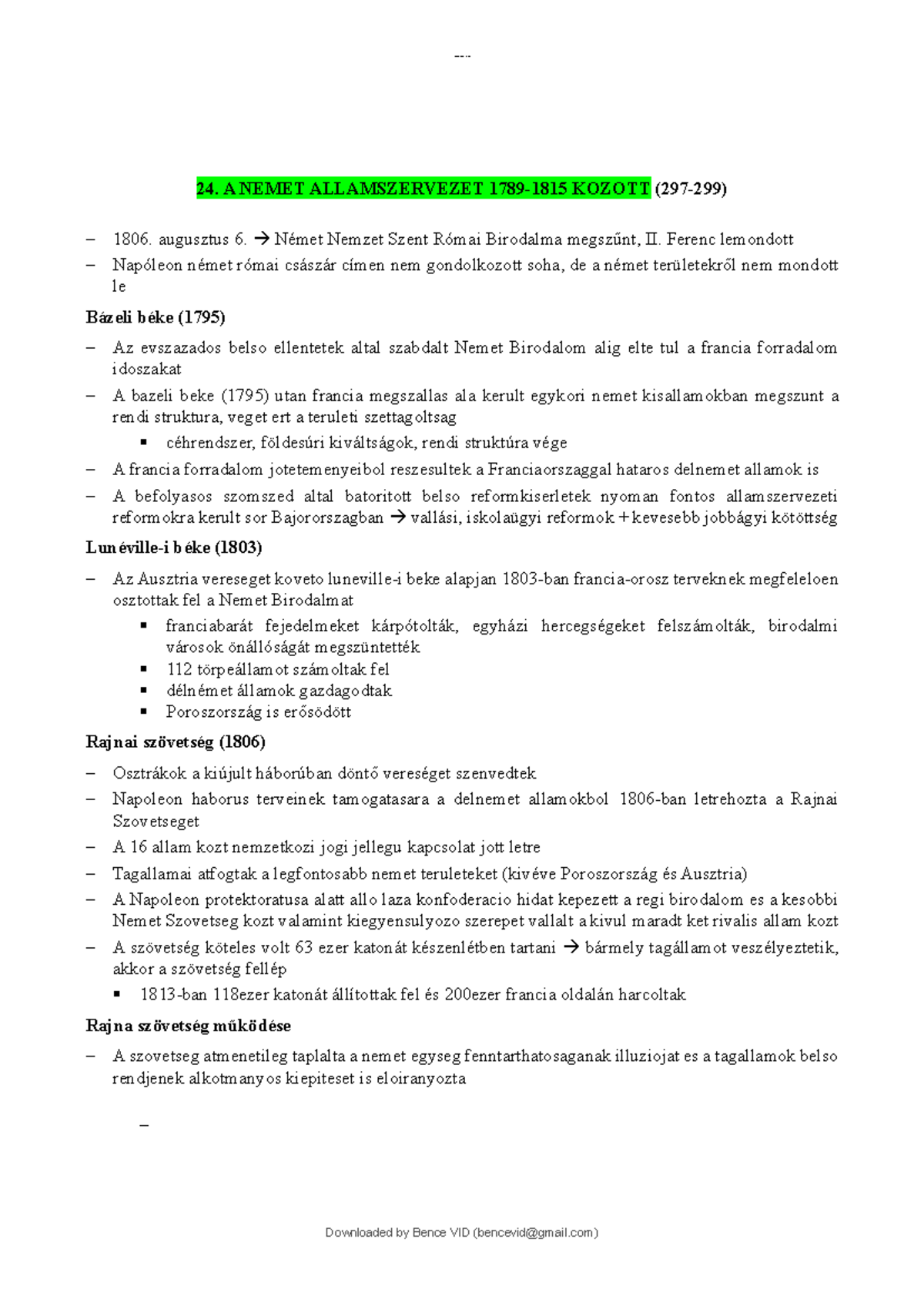 EÁJT TK Tételgyűjtemény: A Német Államszervezet Története - Studocu