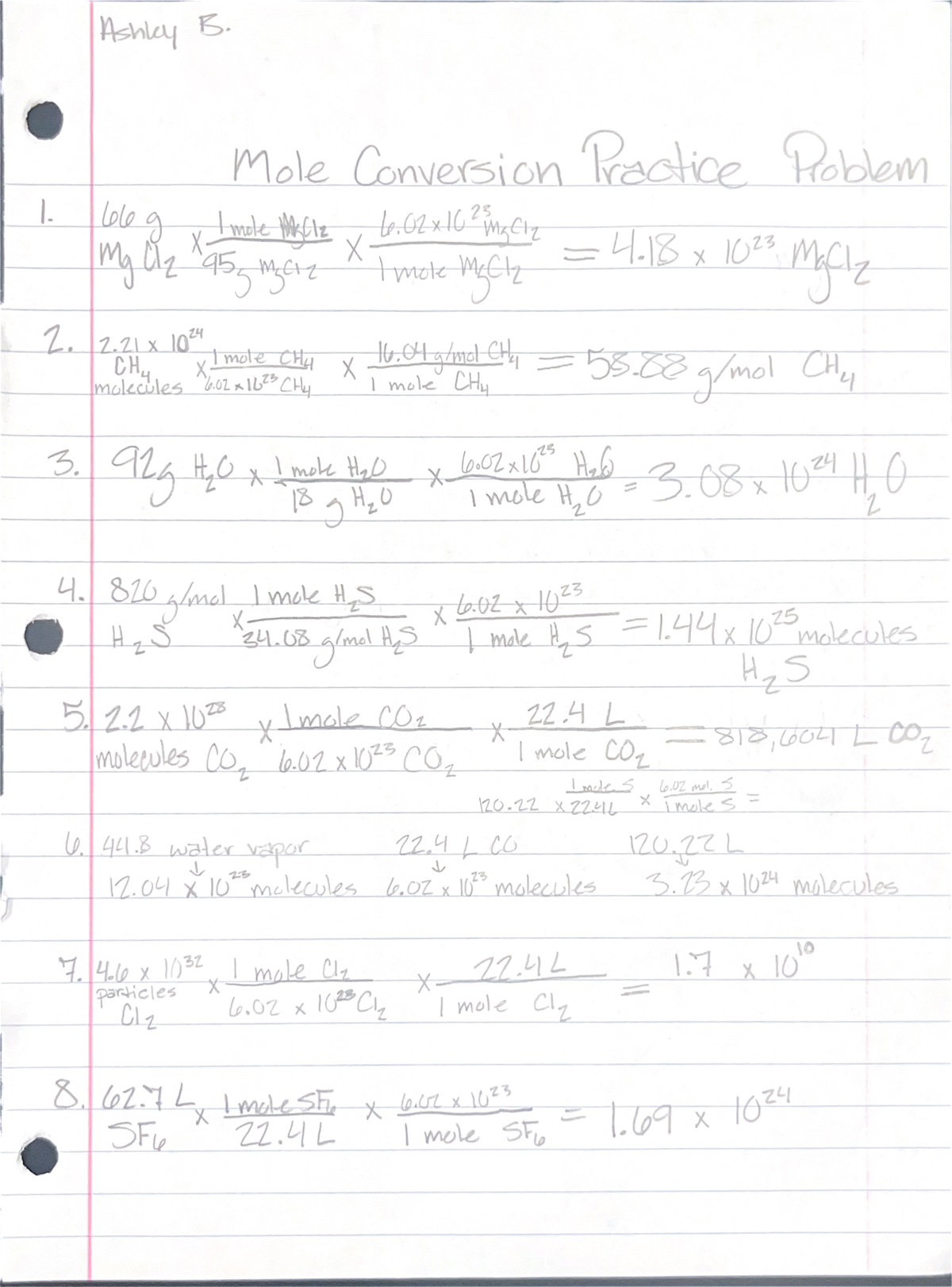 Mole conversion practice problem - CHE 101 - Studocu