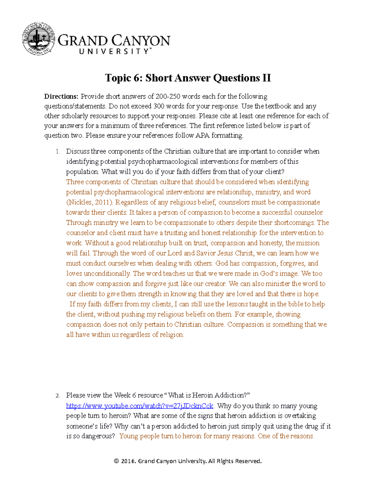 Psychology 101: Short Answer Questions II on Addiction & Culture - Studocu