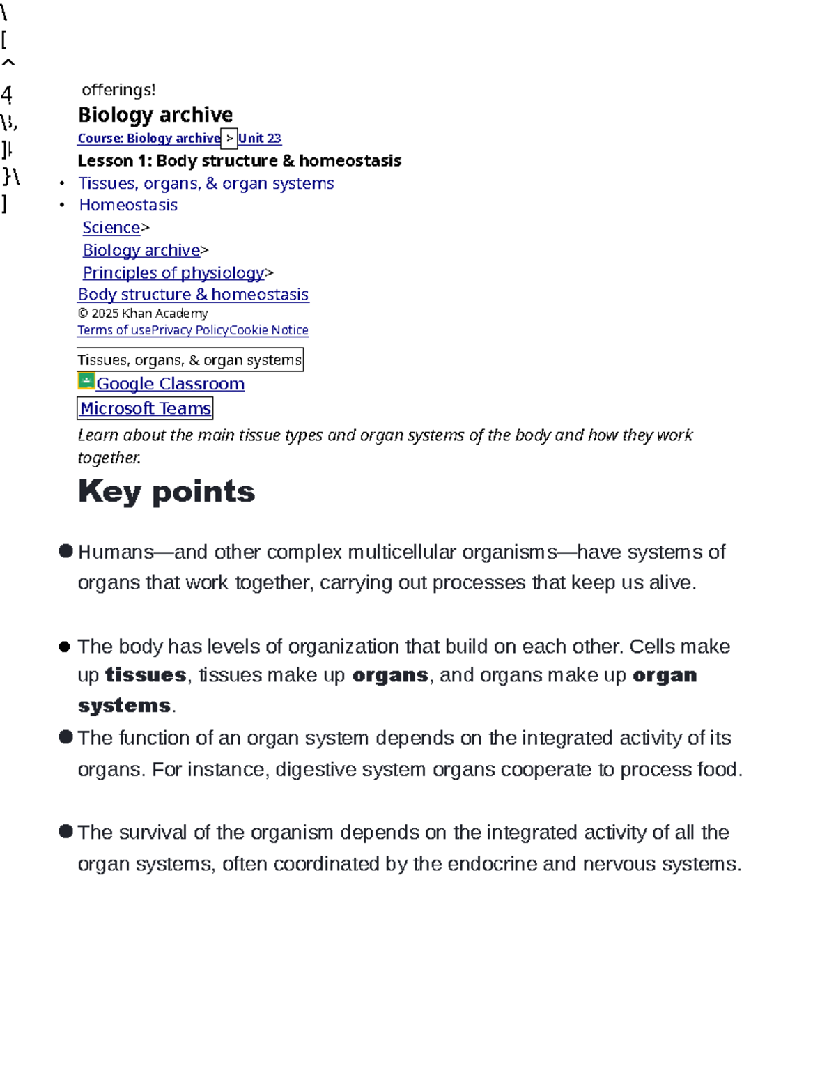 Tissues, Organs, & Organ Systems Overview - Biology Unit 23 Notes ...