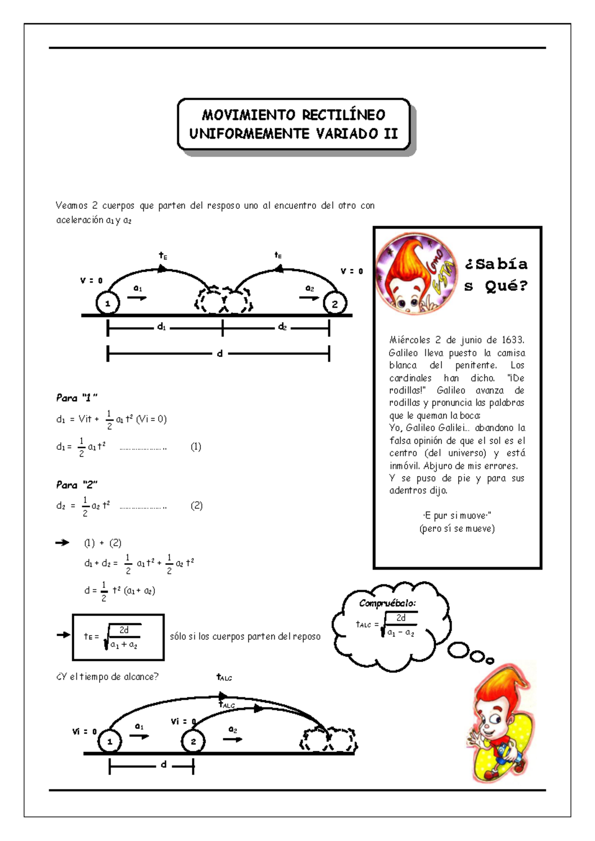 Movimiento Rectilíneo Uniformemente Variado II - Ejercicios y ...