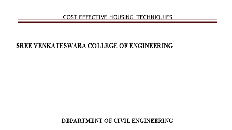 CEHT Lecture Notes: Cost Effective Housing Techniques - Unit III - Studocu