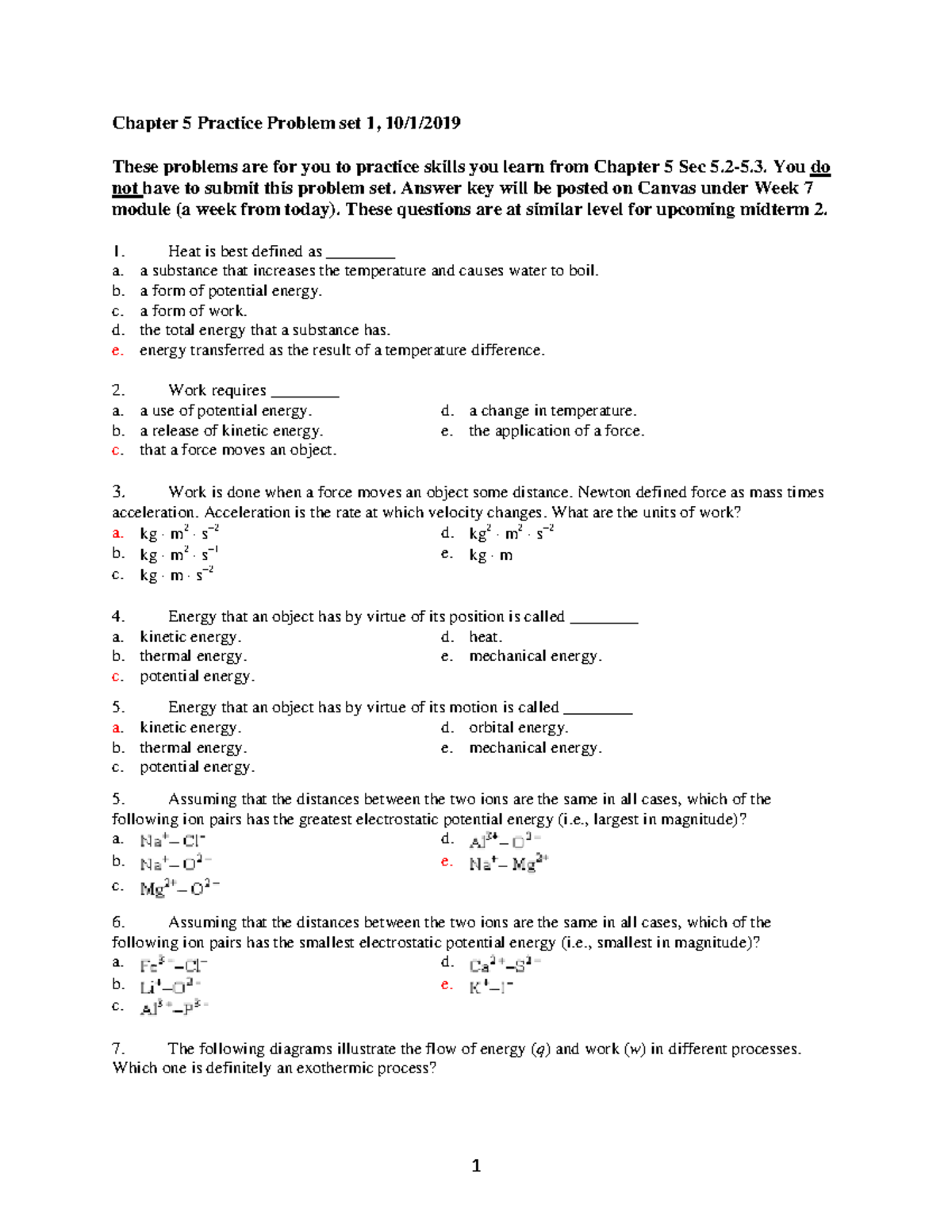 Chapter 5 Practice Problem set 1 answer key - 1 Chapter 5 Practice ...