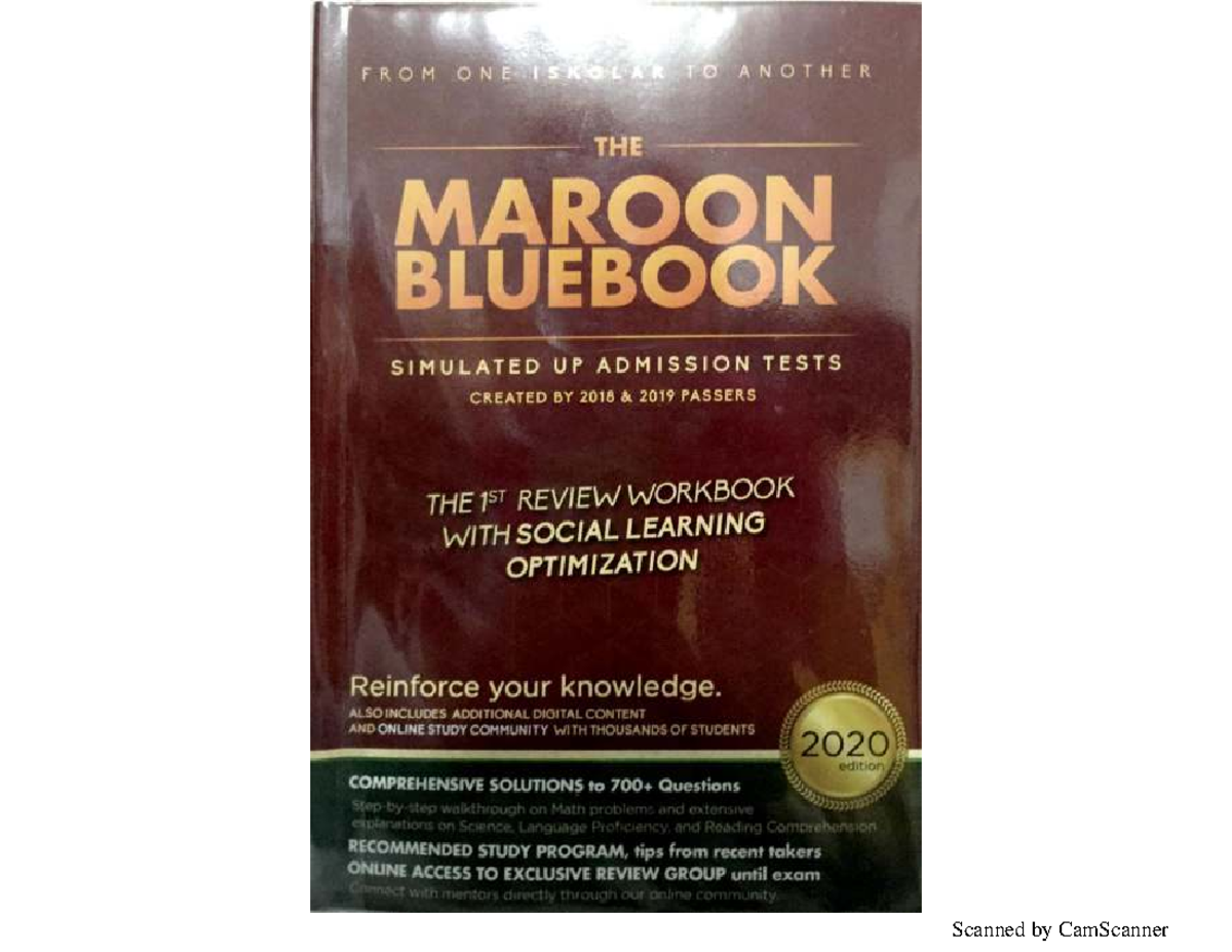 UPCAT Review: The Maroon Bluebook (2018-2020 Edition) - Studocu