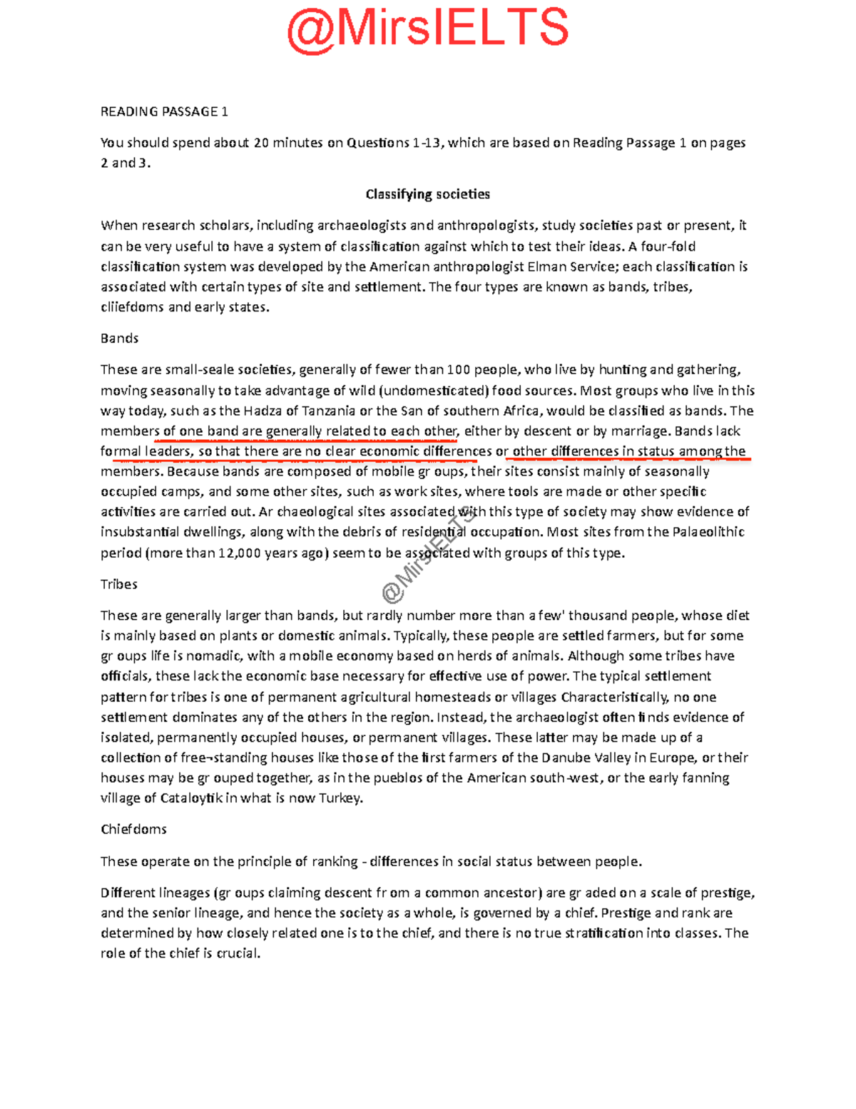 MIRS IELTS Reading Passage Analysis and Classification - Studocu