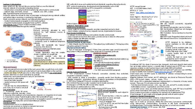 CS2105 Midterm Lecture Notes: Internet Protocols & Services - Studocu