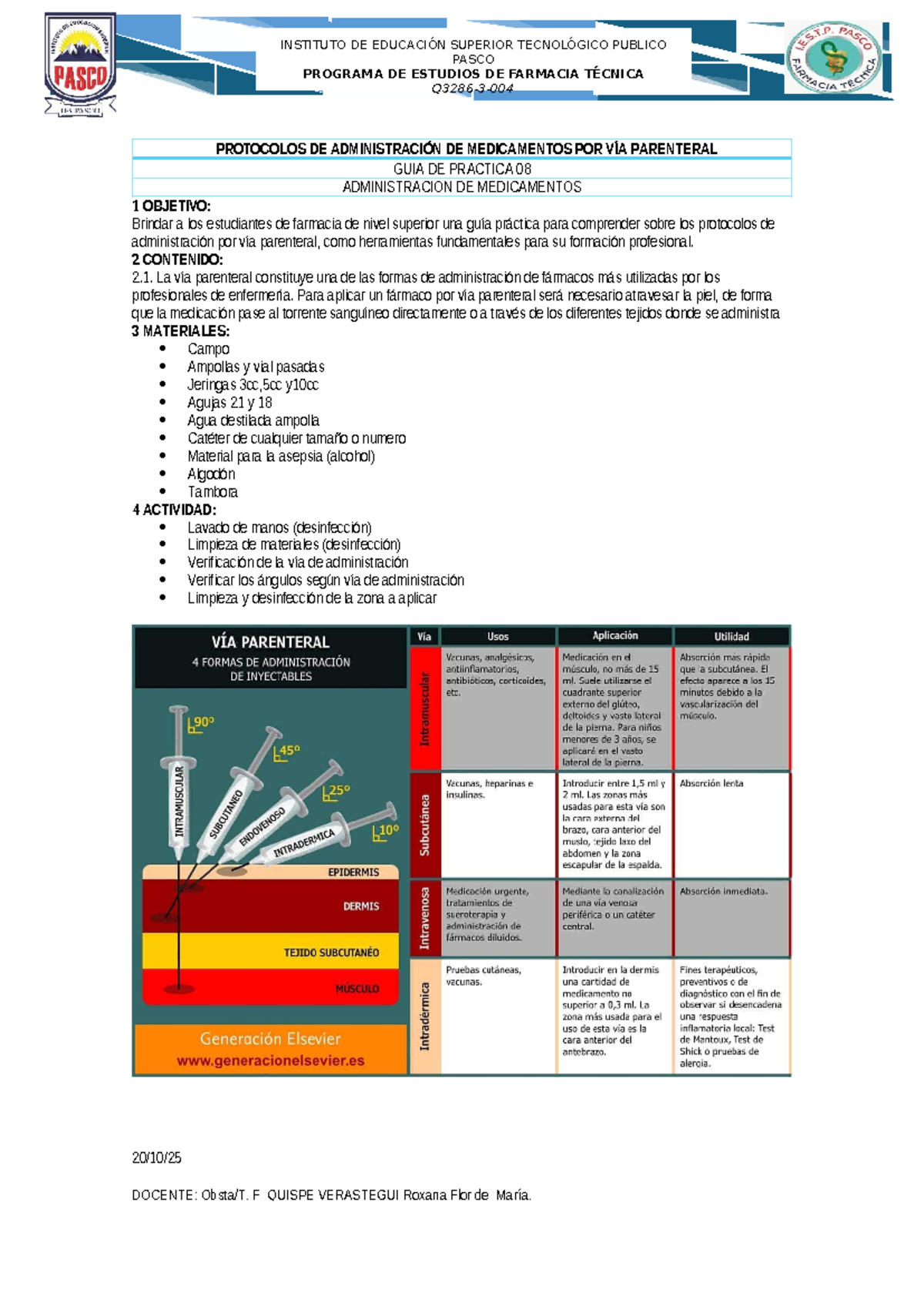 Guía de Práctica 08: Administración de Medicamentos por Vía Parenteral ...