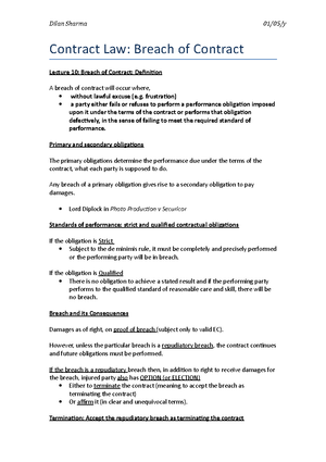 Week 5 - Contract Terms (Conditions, Warranties, and Innominate terms ...