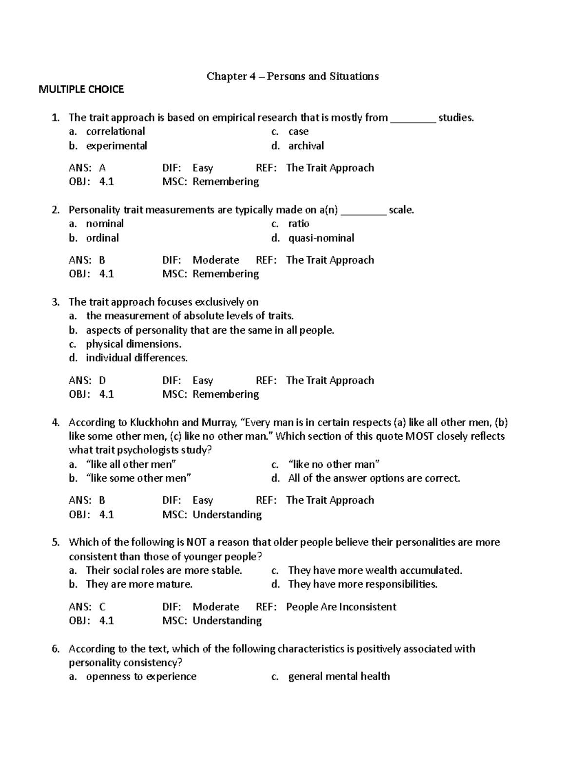 Chapter 4 - Persons and Situations - Chapter 4 – Persons and Situations ...