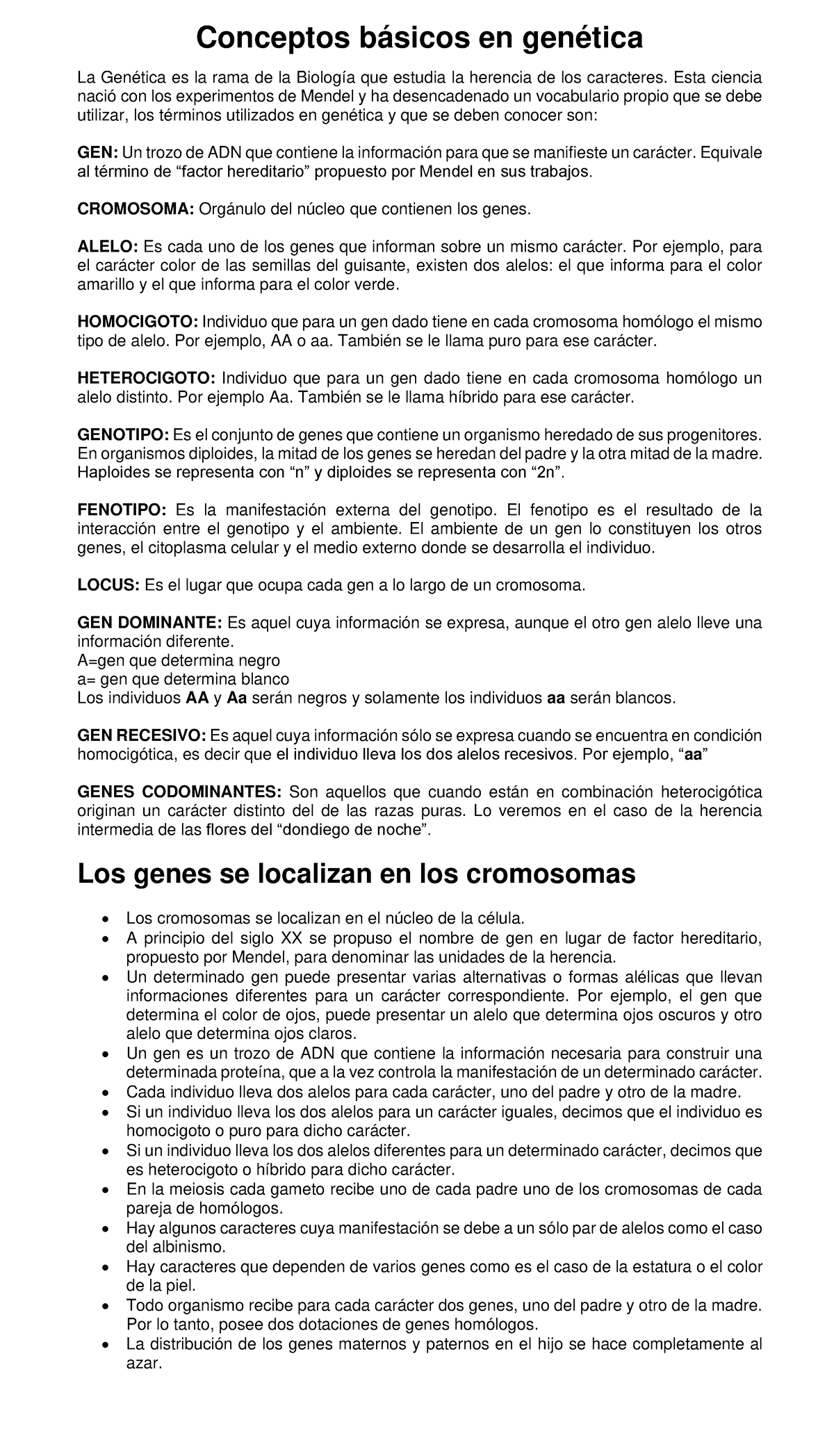 Resumen De Conceptos Básicos En Genética Biología 101 Studocu