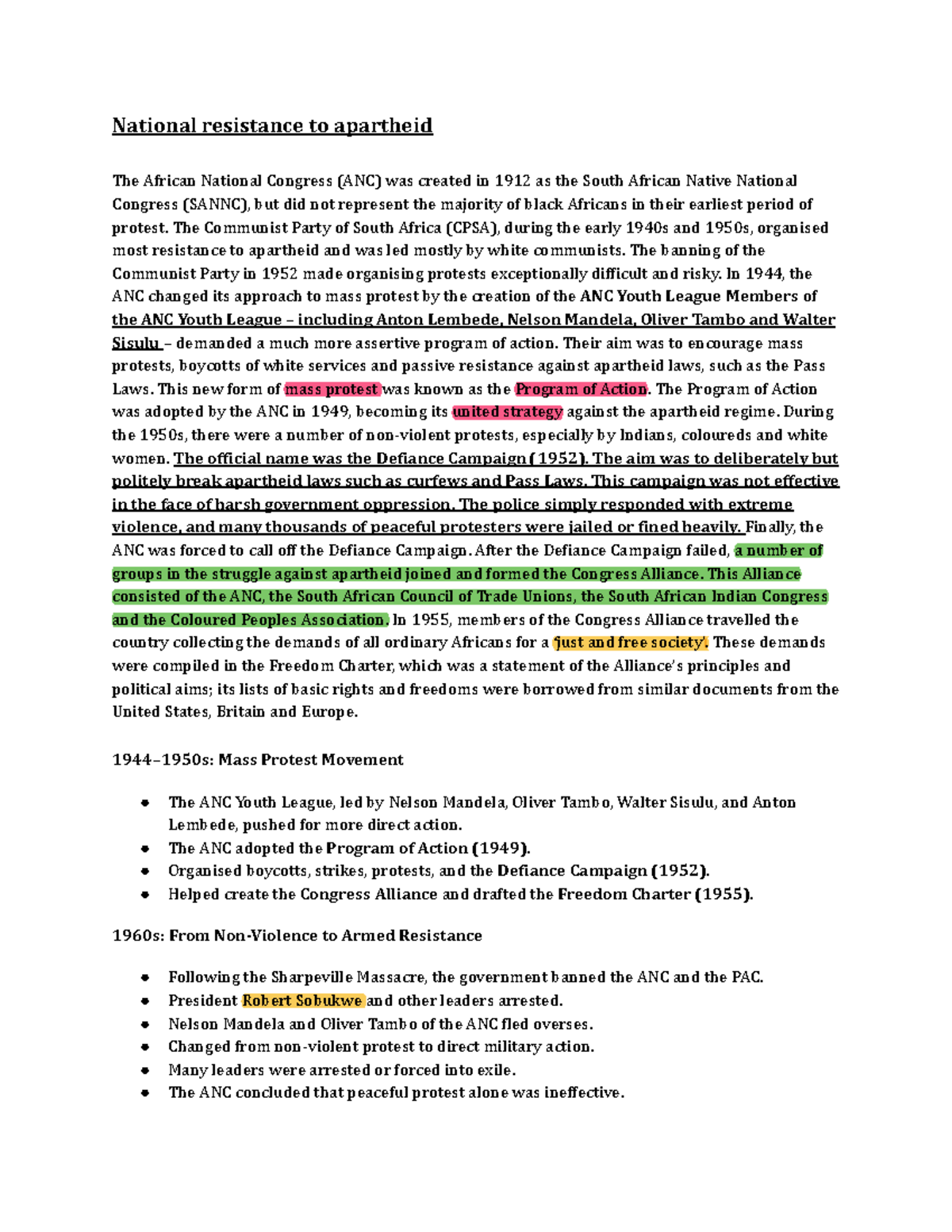 National Resistance to Apartheid: The Role of the ANC and Mass Protests ...