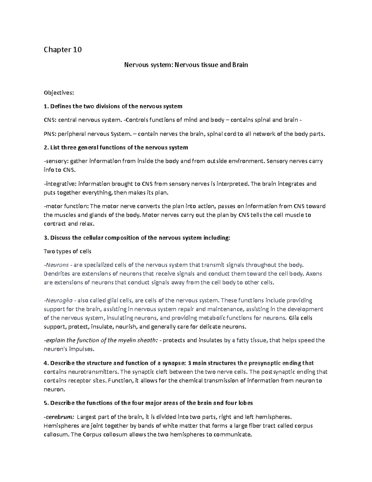 Human Body chapter 10 Nervous tissue and brain - Chapter 10 Nervous ...