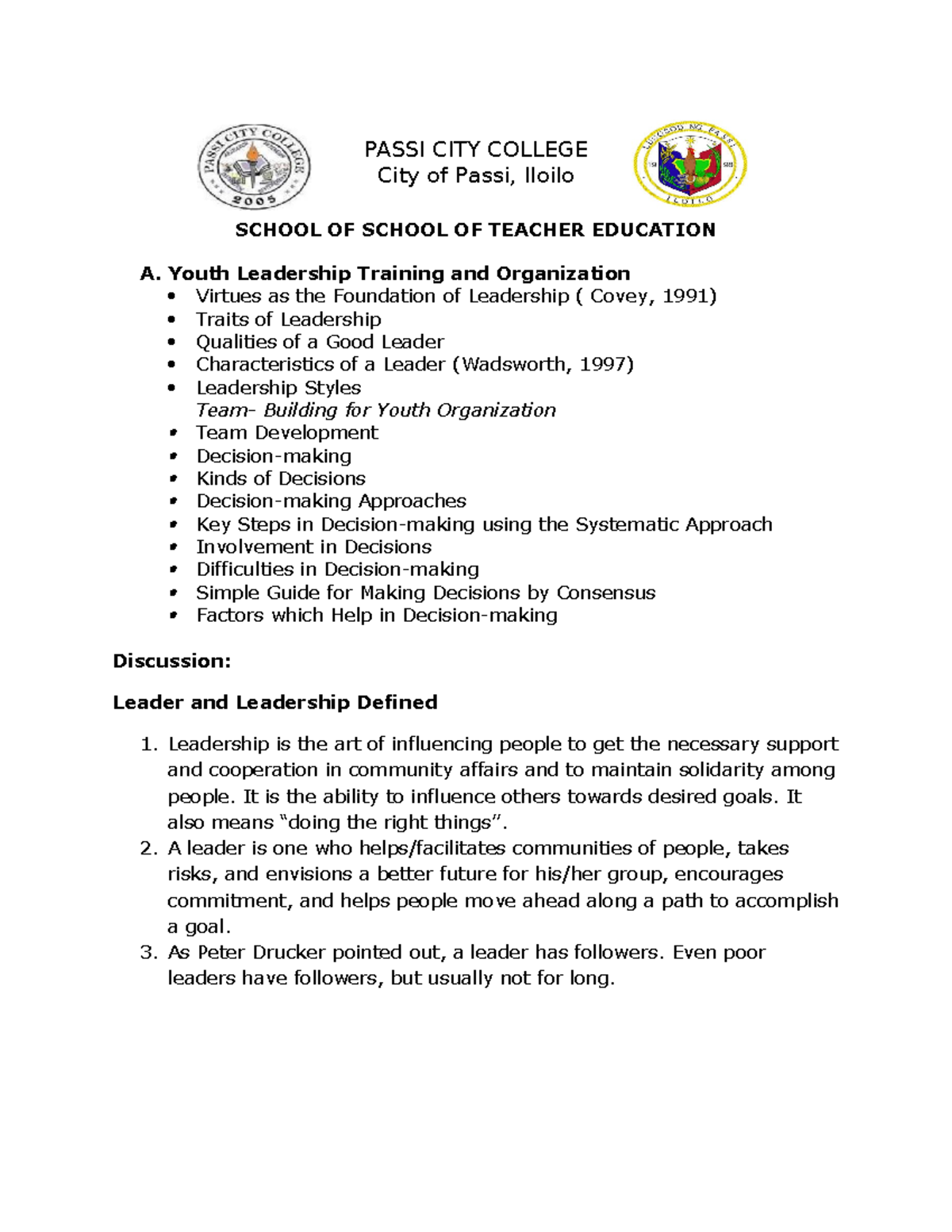 Youth Leadership Training: Foundations & Characteristics of Leadership ...