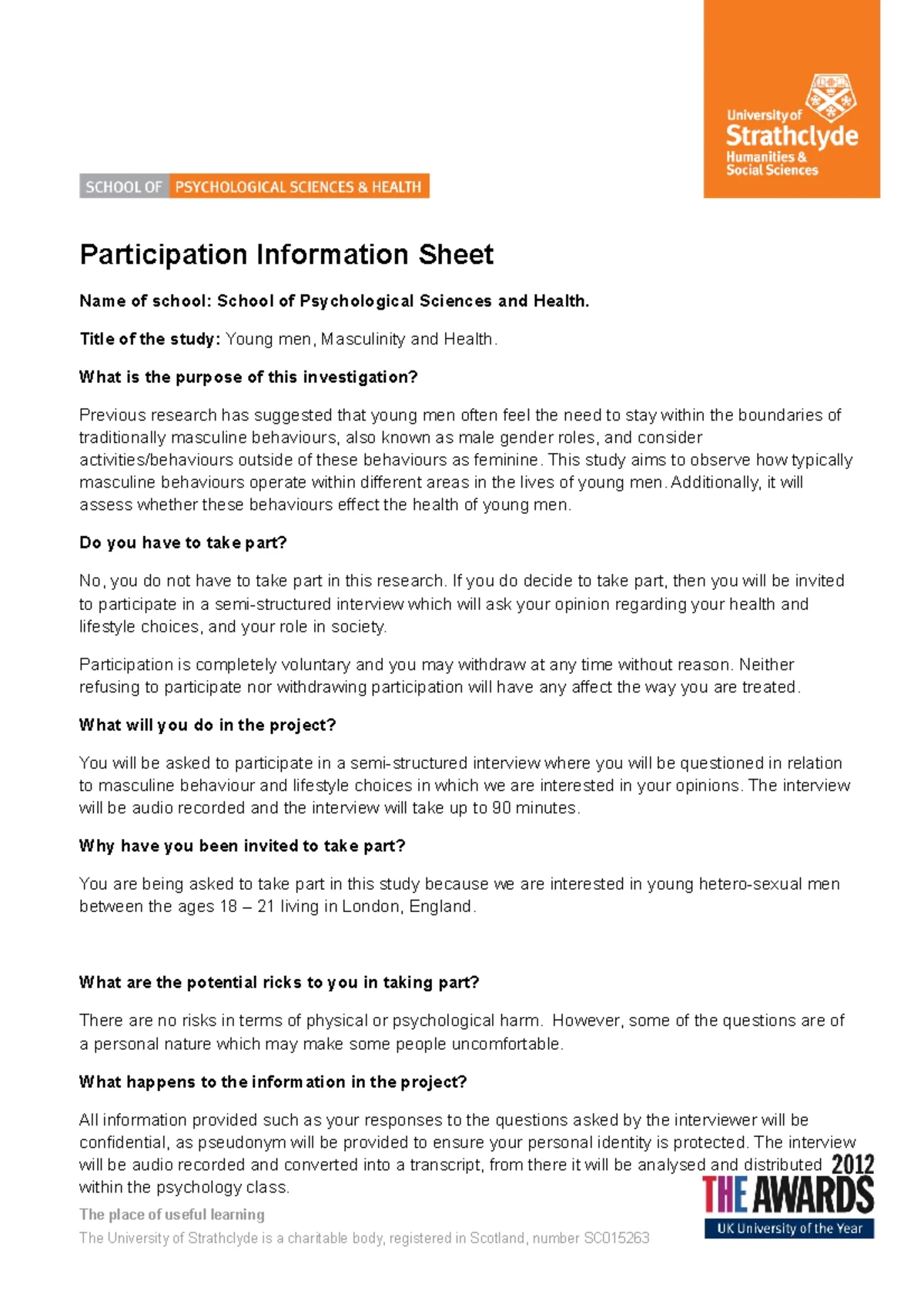 Ethics Application Form Example - UNIVERSITY OF EAST LONDON School of ...