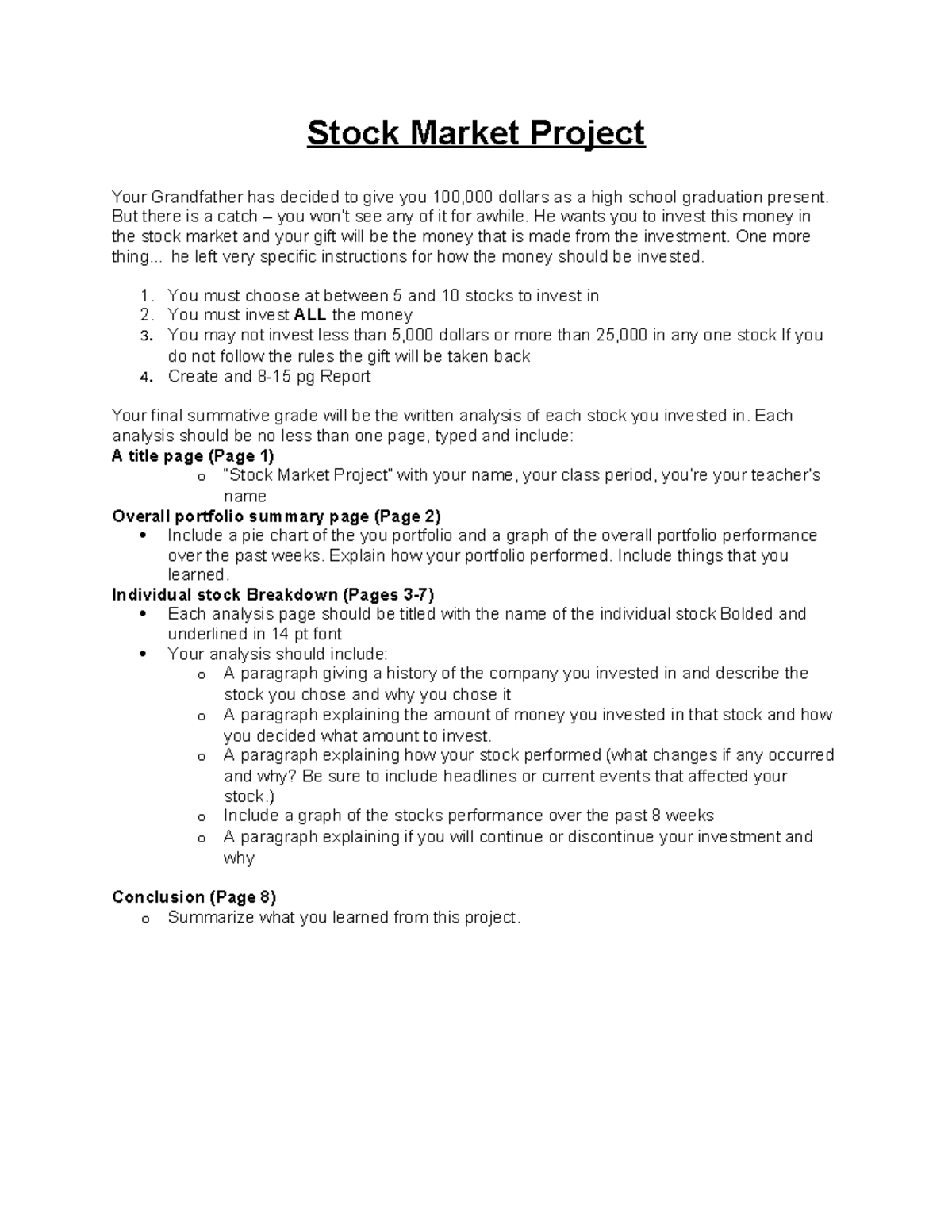 Stock Market Project 2025: Investment Analysis and Portfolio Summary ...