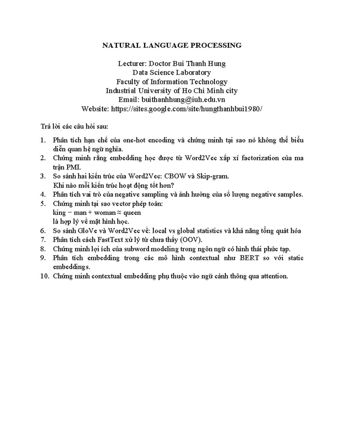 NLP Lecture Notes: Encoding, Word2Vec, and Contextual Embeddings - Studocu