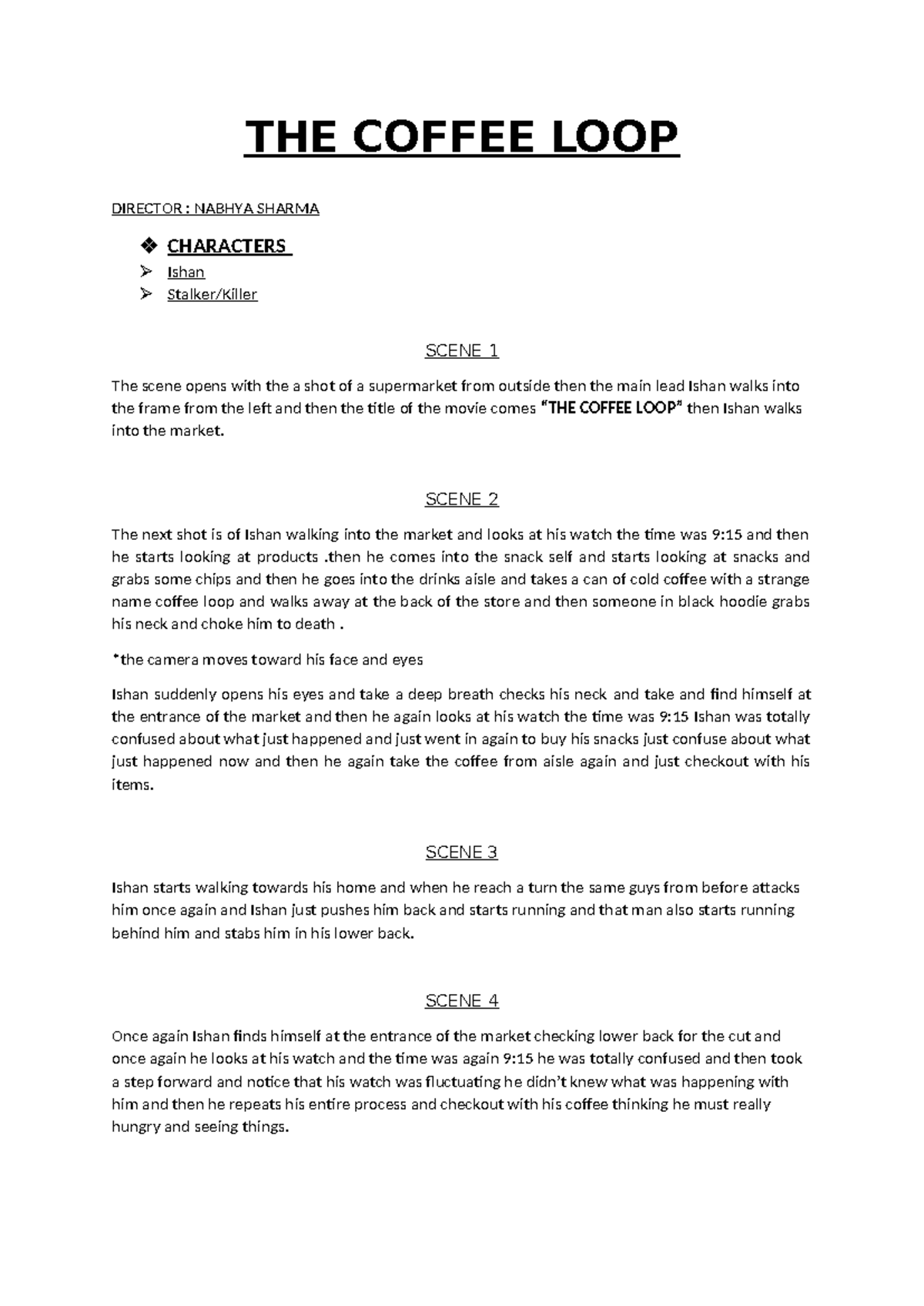 THE Coffee LOOP Scripts - THE COFFEE LOOP DIRECTOR : NABHYA SHARMA ...