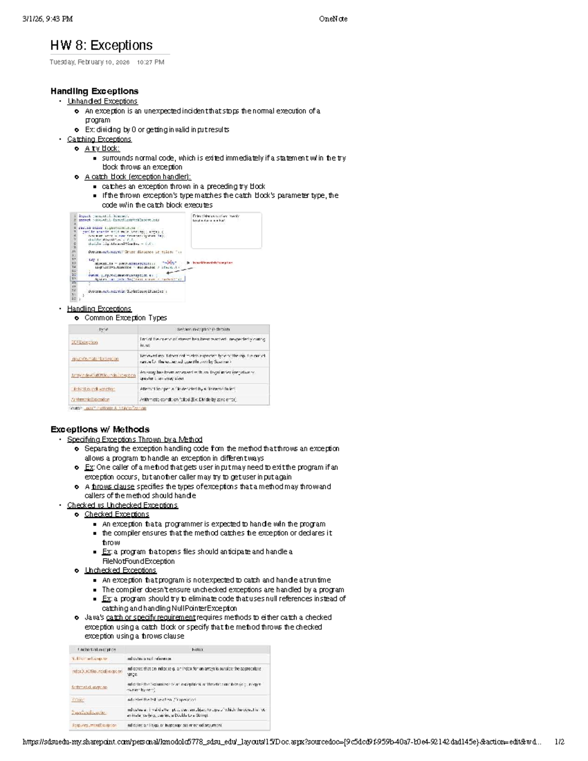 HW 8: Handling Exceptions in Java - Studocu