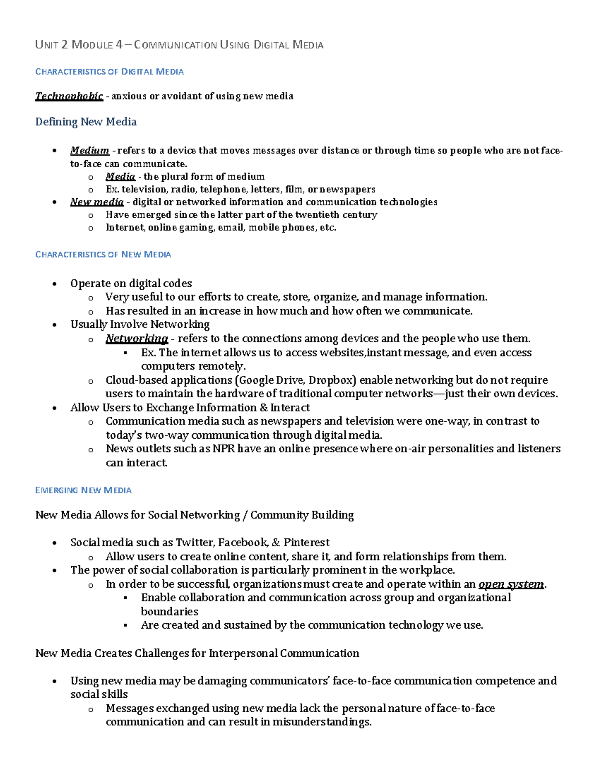 C464 - Unit 2 - Module 4 - Characteristics of Digital Media - Studocu
