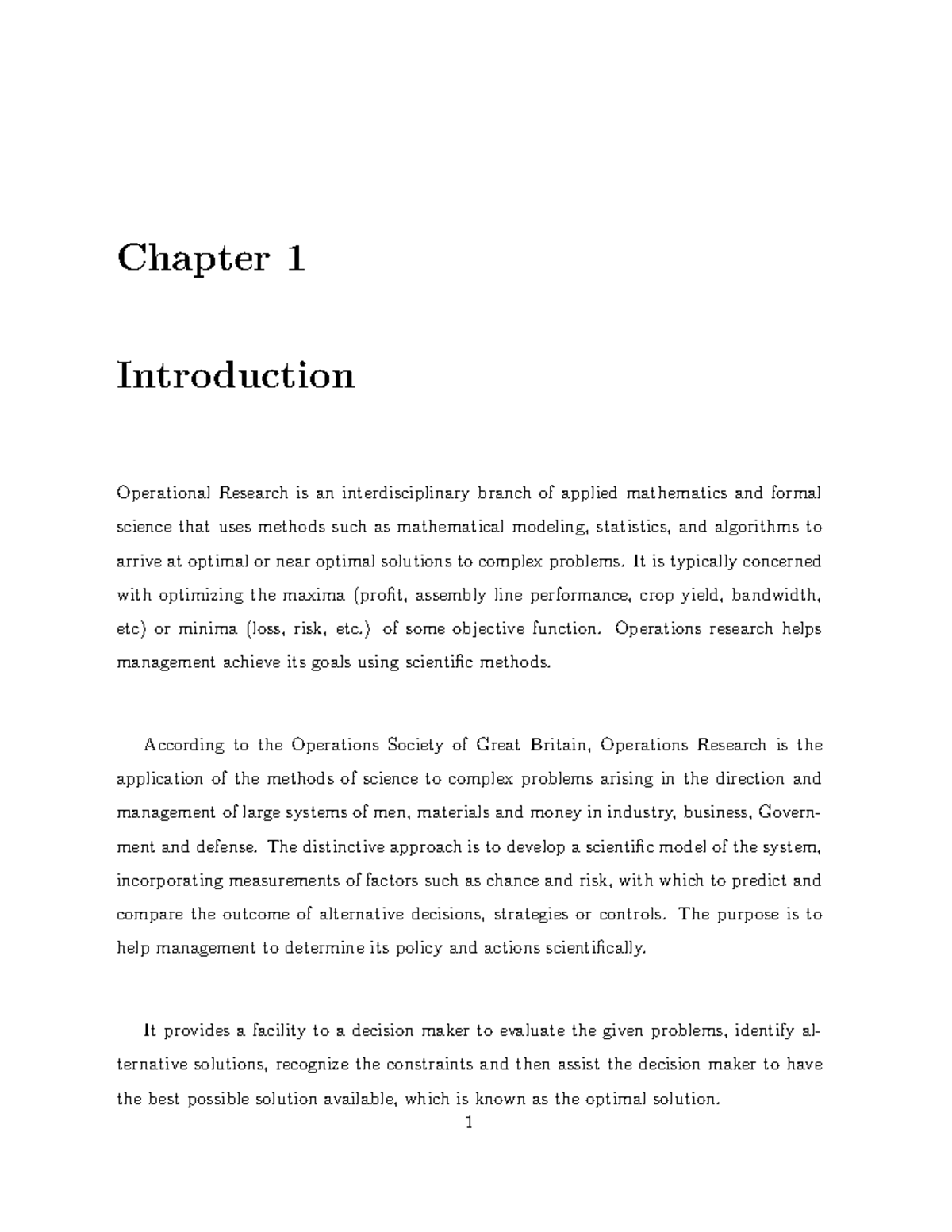 Operation Research Notes - May-August 2022 - Chapter 1 Introduction ...