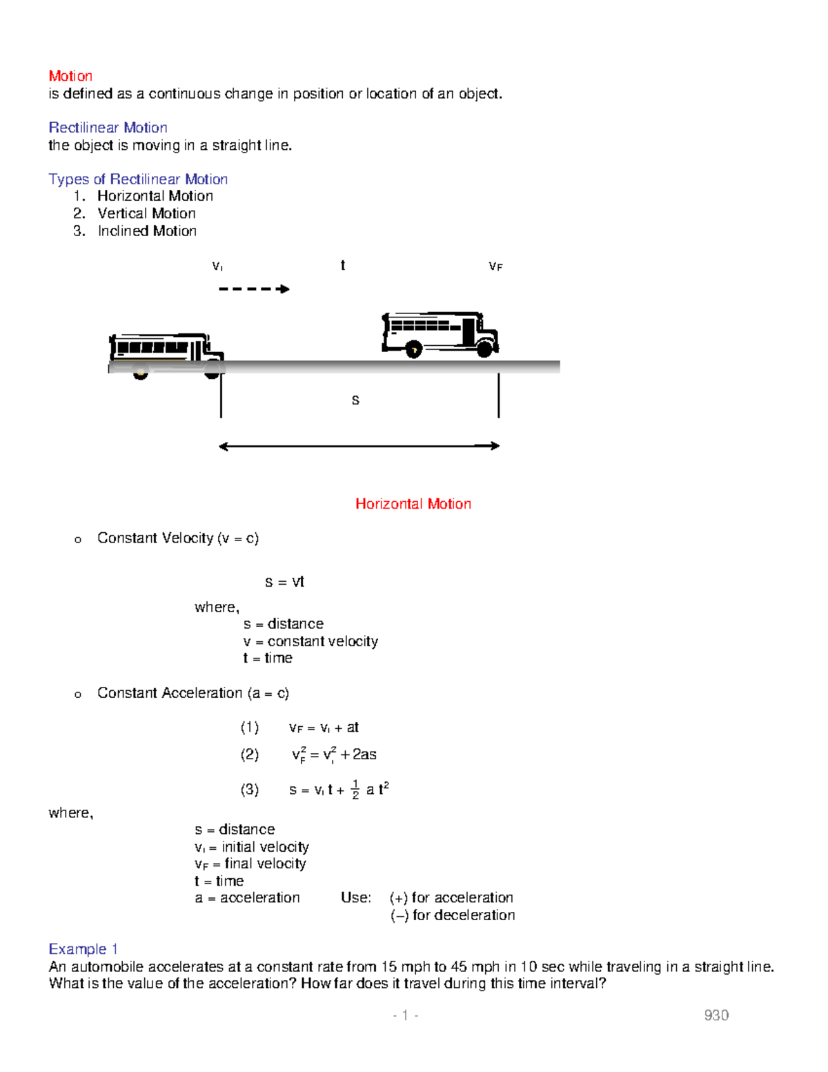 Rectilinear Motion Concepts and Examples - EEE 2 - Studocu
