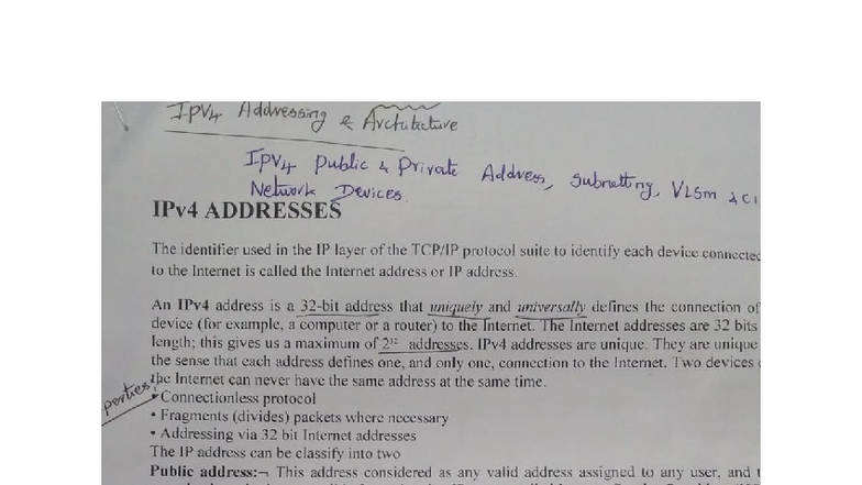 IPV4 Addressing Architecture: Public & Private Devices Overview - Studocu