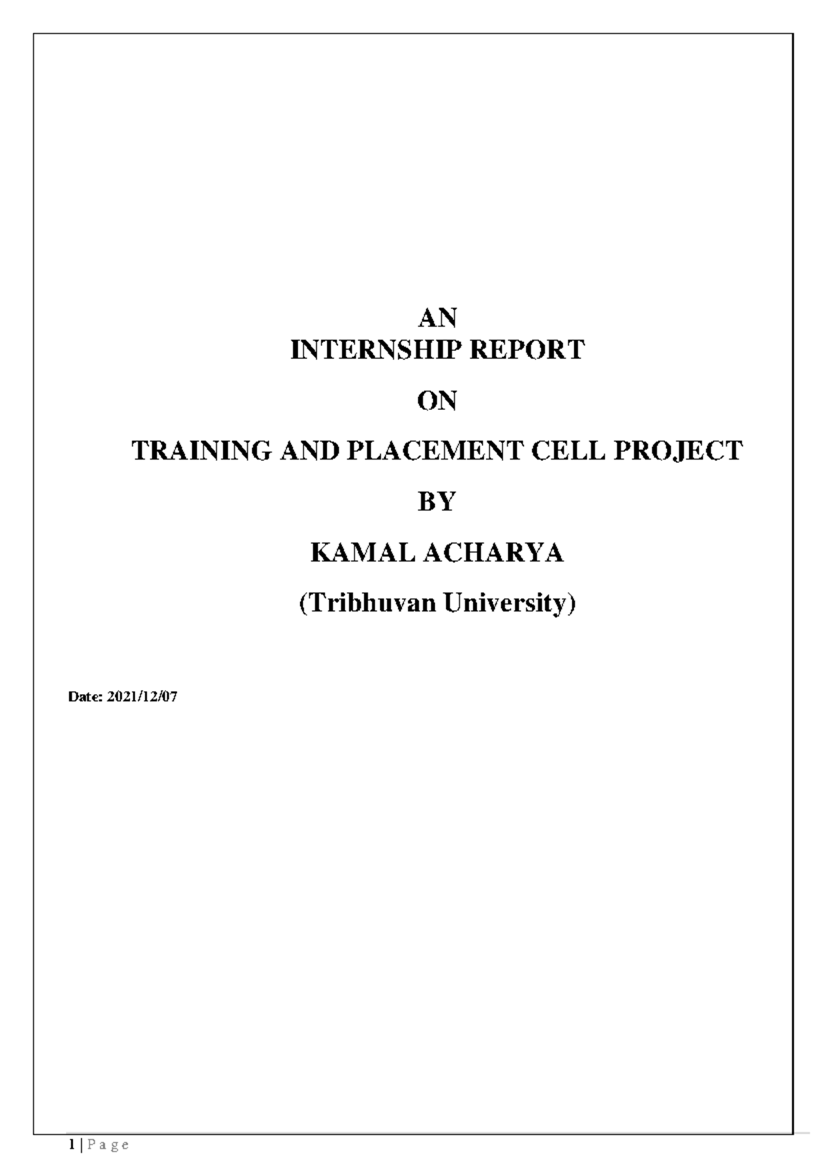 Training and placement cell management system - AN INTERNSHIP REPORT ON ...