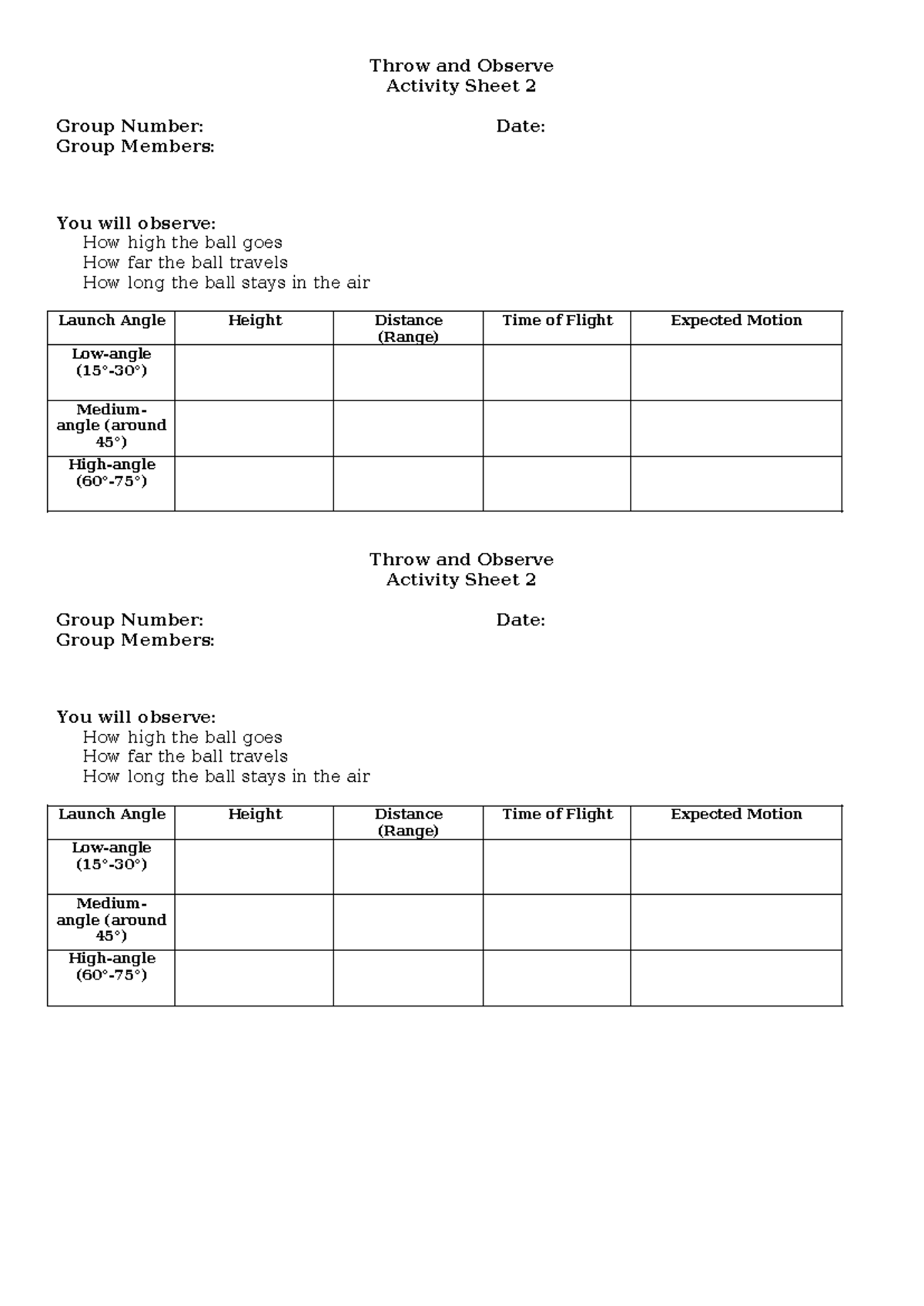 2nd-Activity - Sample activity for students - Throw and Observe ...
