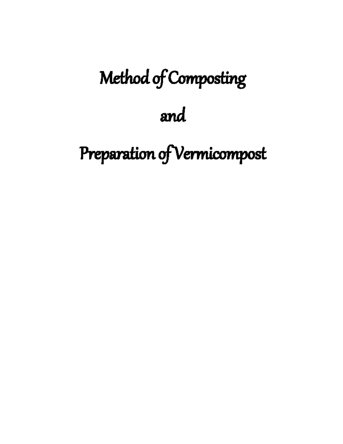 Vermicompost Preparation and NADEP Composting Method Guide - Studocu
