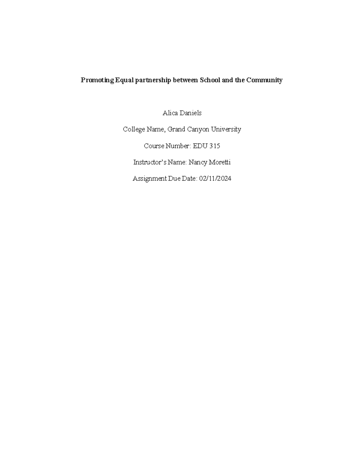 EDU 315 Topic 6 Ass6 Partnership Proposal for Food Insecurity Solutions ...