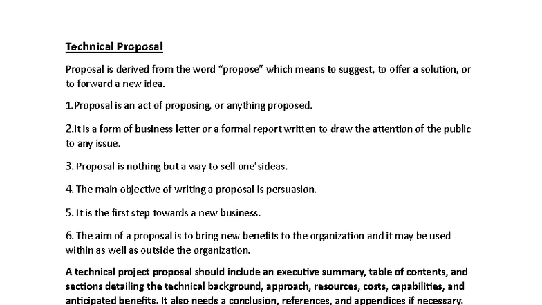 Technical Proposal Writing: Key Elements and Strategies (TC 345) - Studocu
