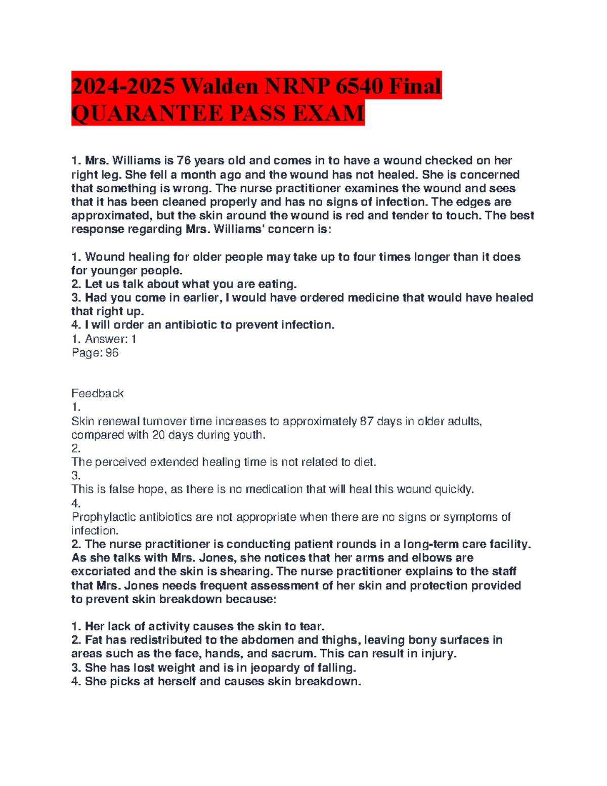 2024-2025 Walden NRNP 6540 Final Exam Guarantee Pass Study Guide - Studocu