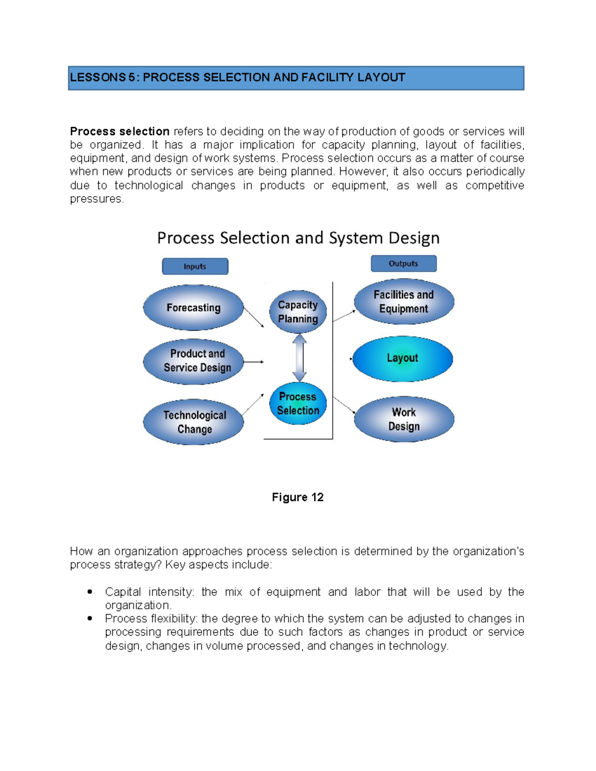 MNGT 3 8 SEMI Final Exam Notes: Process Selection & Facility Layout ...