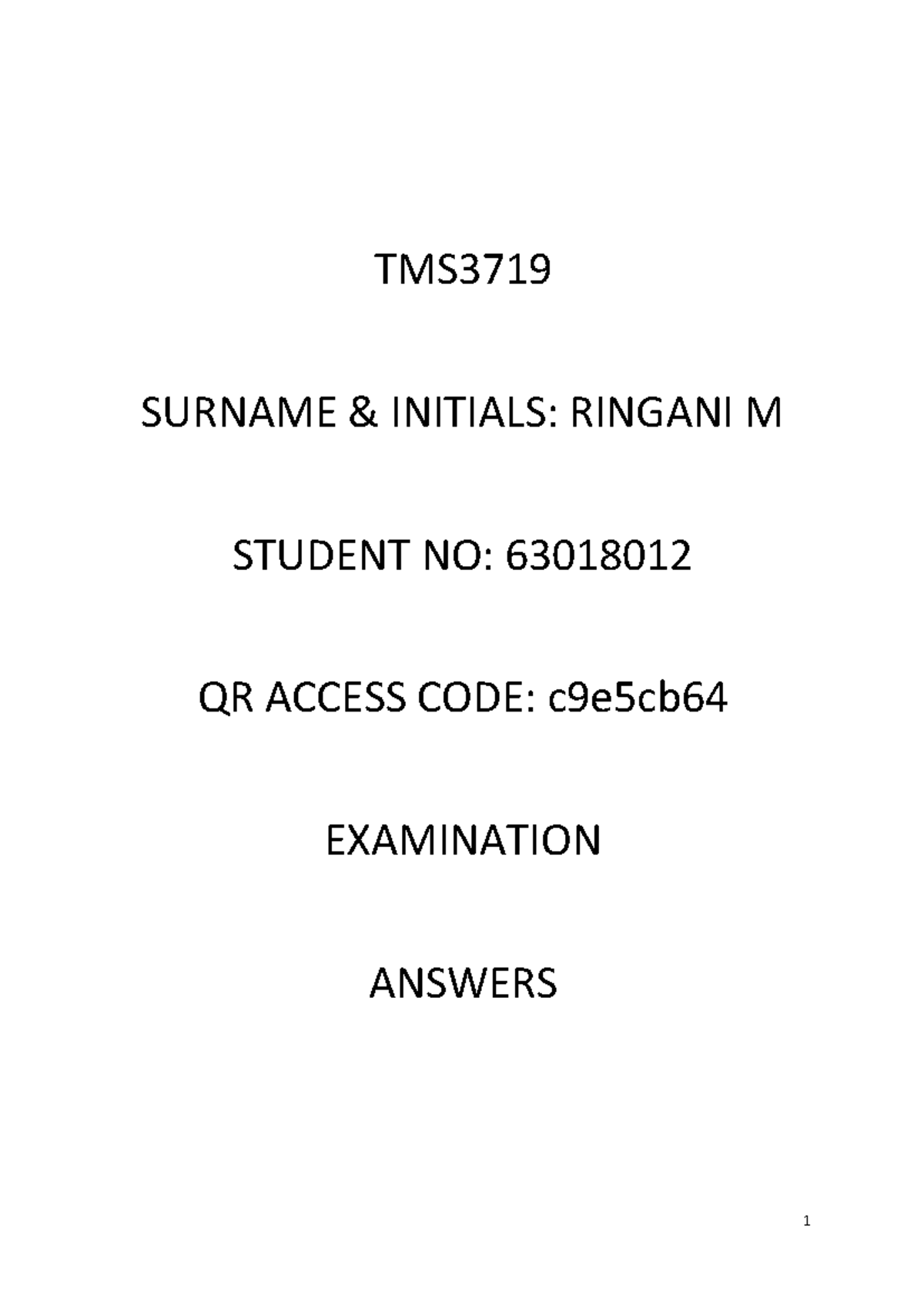 TMS3719 EXAM JAN - Comprehensive Revision and Answers - Studocu