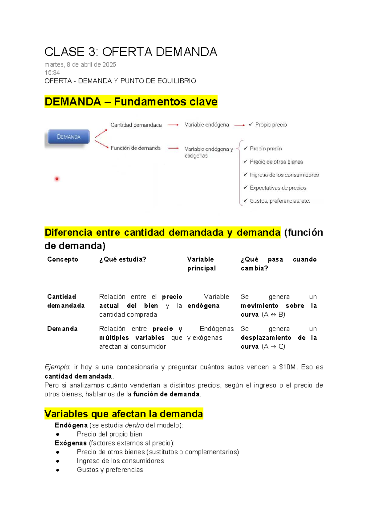 CLASE 3: OFERTA Y DEMANDA - Análisis de Equilibrio y Variables - Studocu