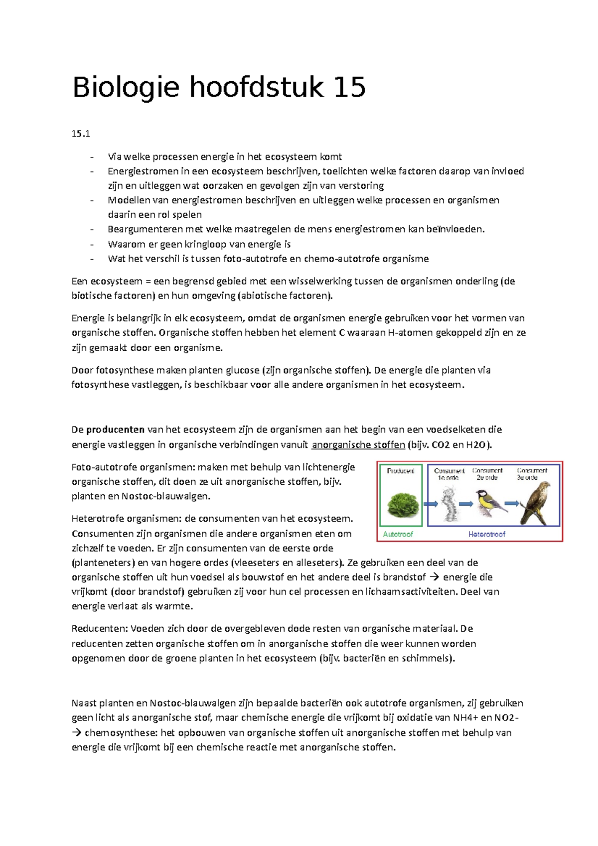 Biologie Hfd 15: Energietoevoer, Biodiversiteit en Ecosysteem Dimensies ...