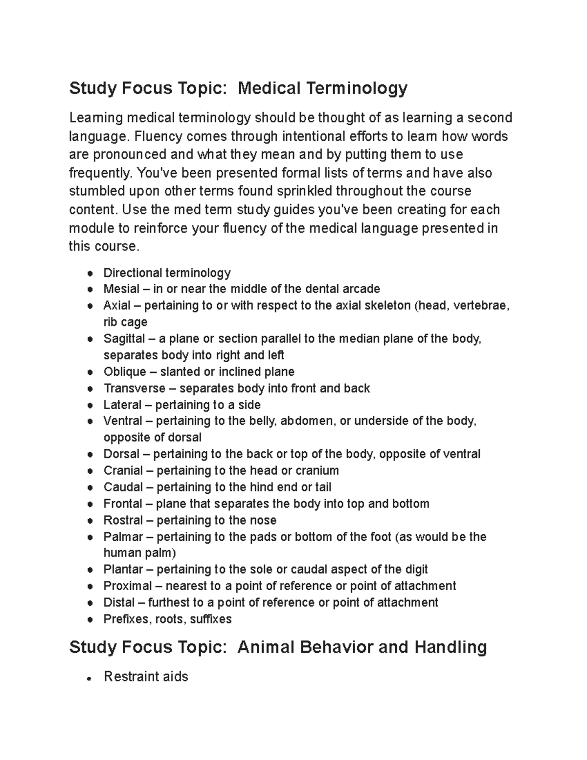 Veterinary Medical Records & Animal Behavior Overview (VET 101) - Studocu