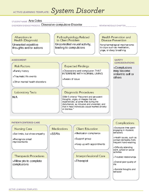 System Disorder- Personality Disorder - ACTIVE LEARNING TEMPLATES ...