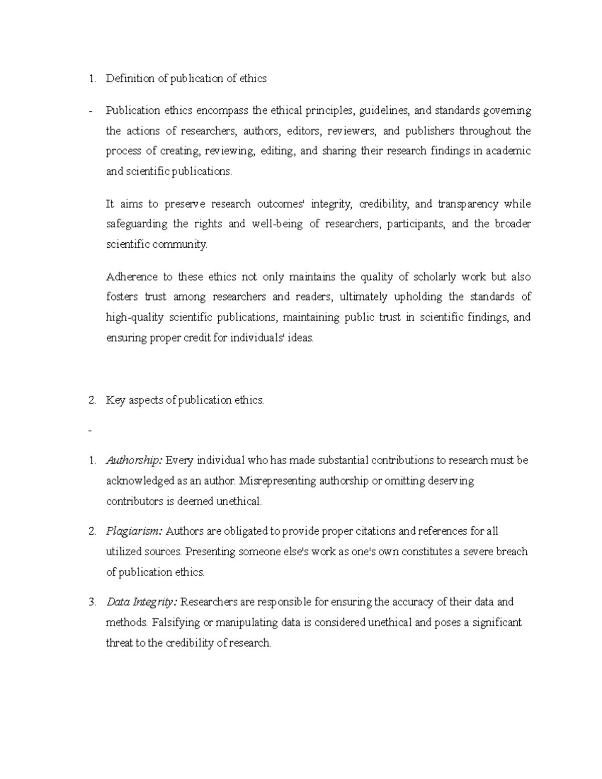 Publication Ethics: Definition, Aspects, Importance & Impact Analysis ...