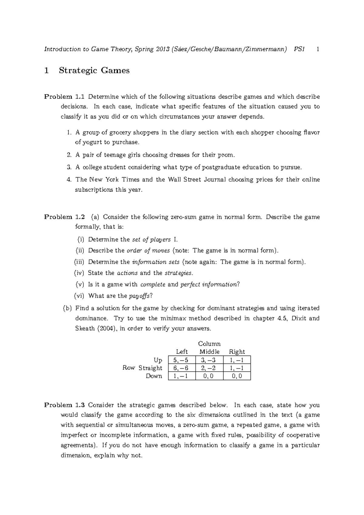 Solutions to Self-Study Exercises Problem Set 1 - Introduction to Game ...