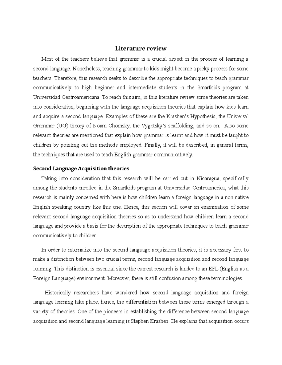 Literature Review Example - Literature review Most of the teachers ...