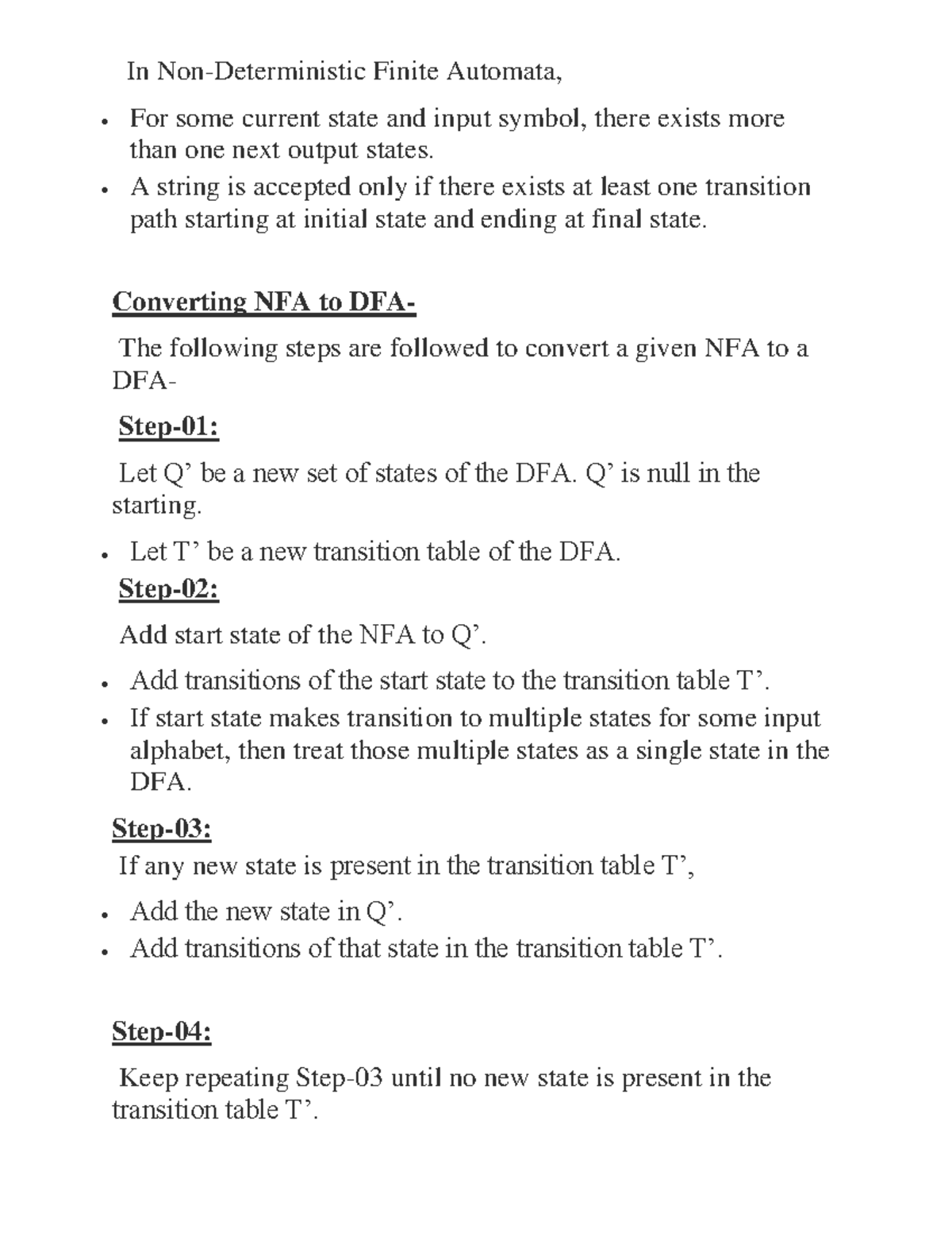 NFA to DFA Conversion Examples - TCS - Studocu