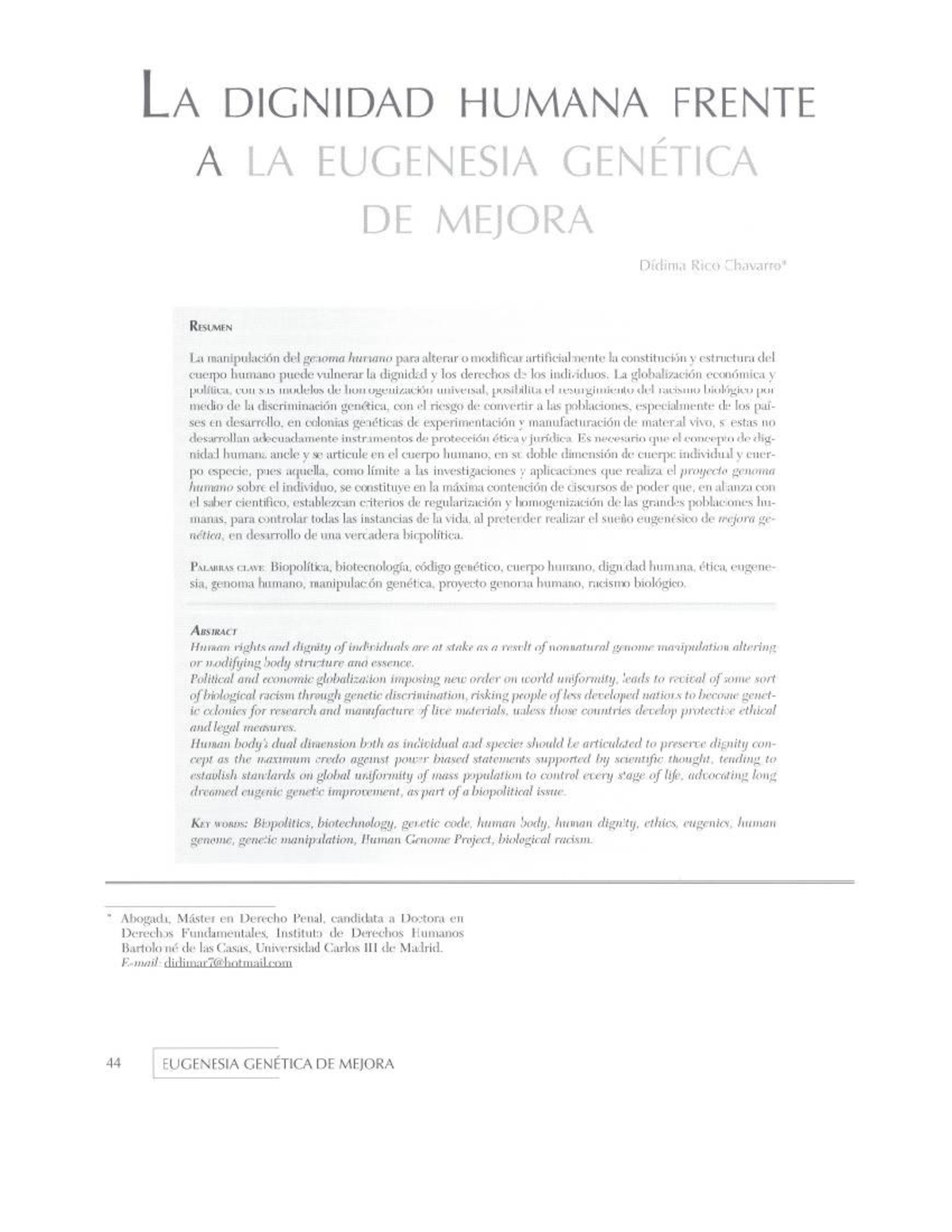La Dignidad Humana y la Eugenesia Genética: Un Análisis Ético y ...