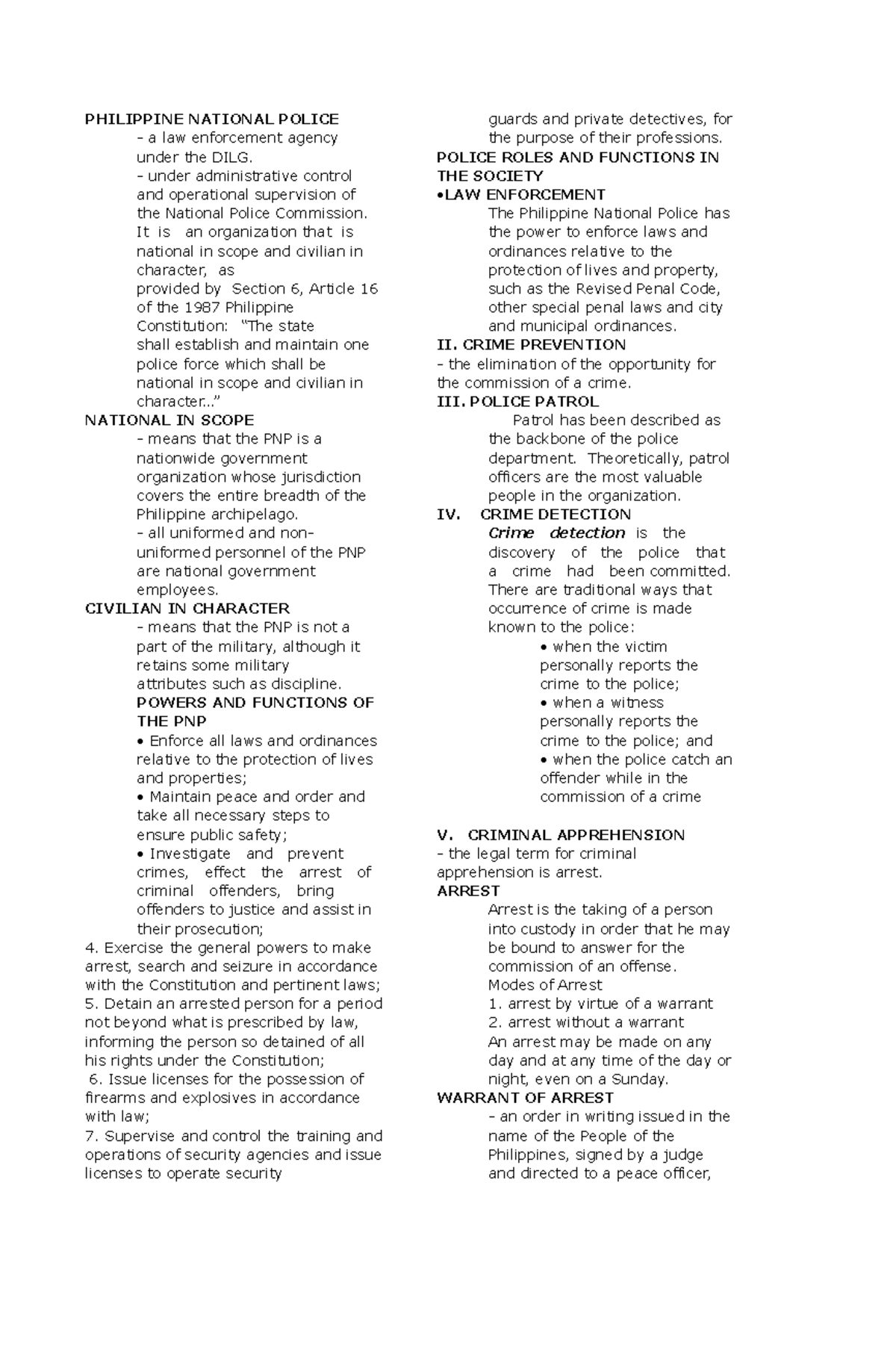 PHILIPPINE NATIONAL POLICE: Overview of Roles & Functions in Criminal ...