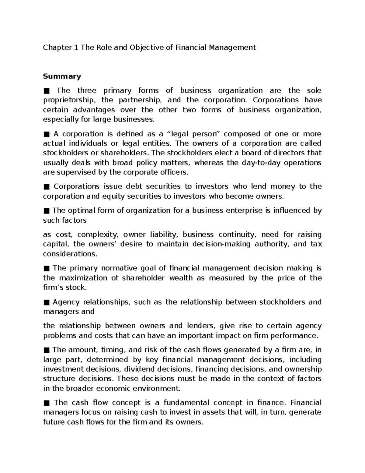 FM Course Notes: Financial Management Principles and Key Concepts - Studocu