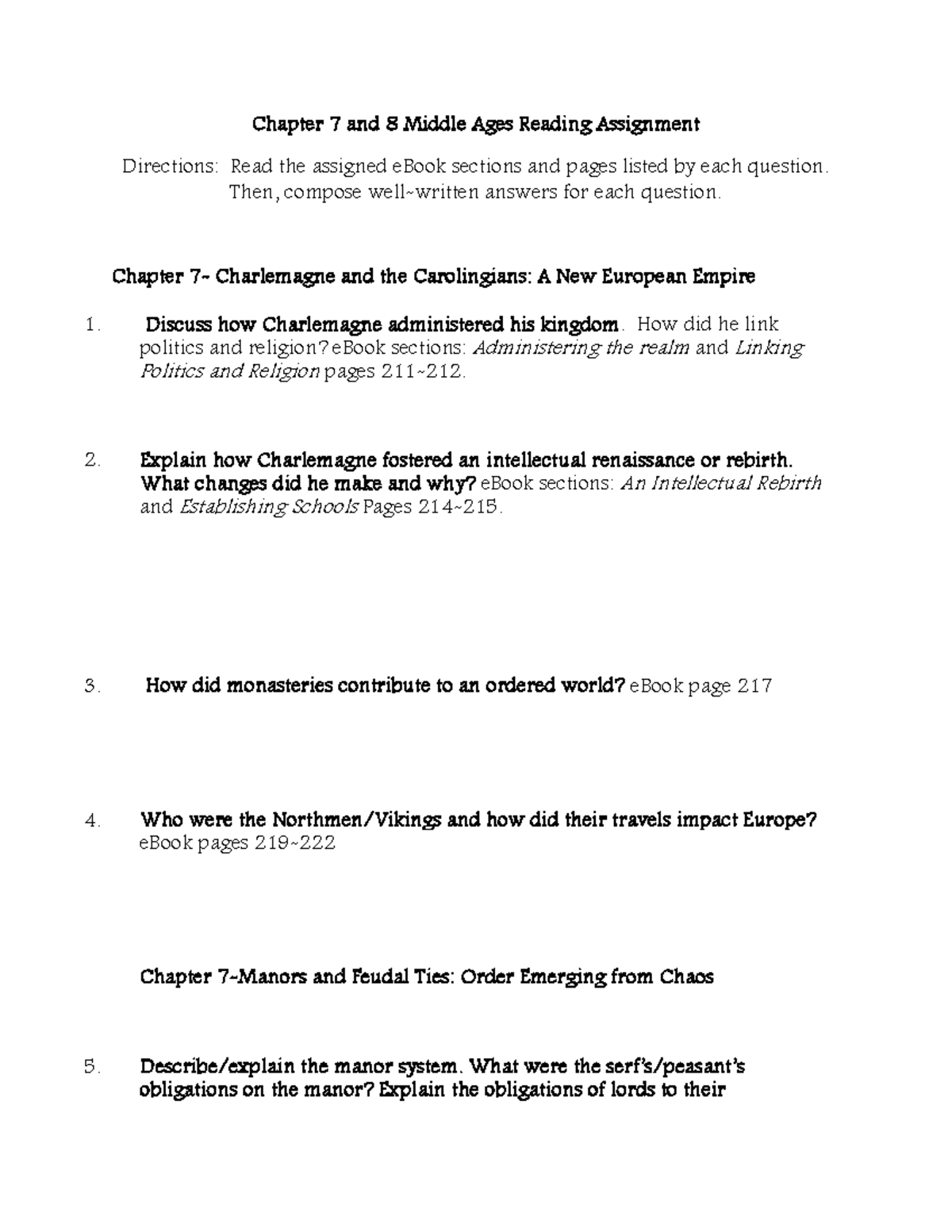 The Middle Ages Chapter 7 and 8 e Book Assignment - Chapter 7 and 8 ...