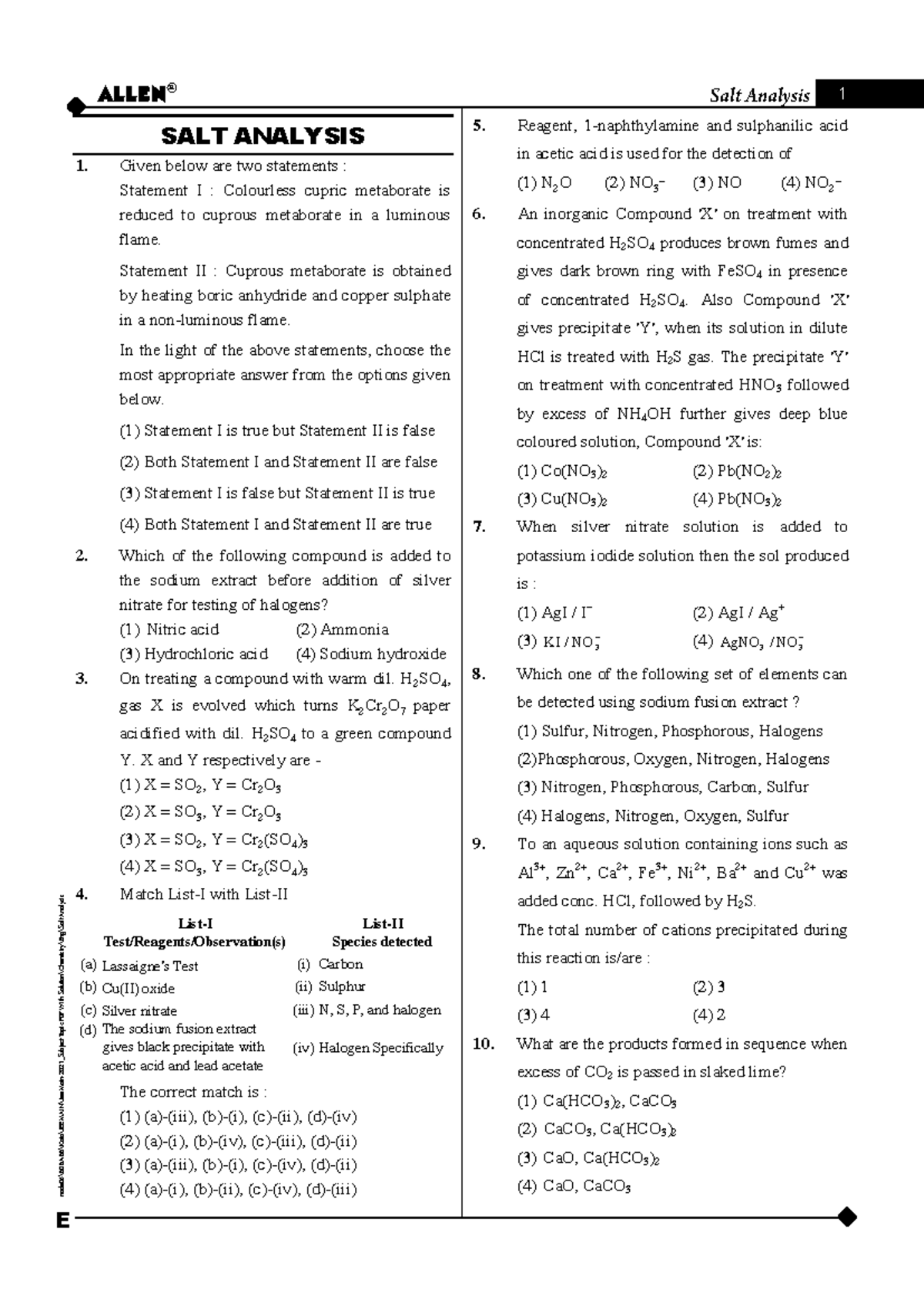 SALT ANALYSIS - Comprehensive Guide for Inorganic Compounds - Studocu
