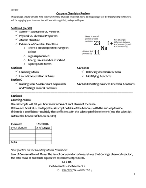Chemistry - Grade: 10 - High School - Canada - Studocu
